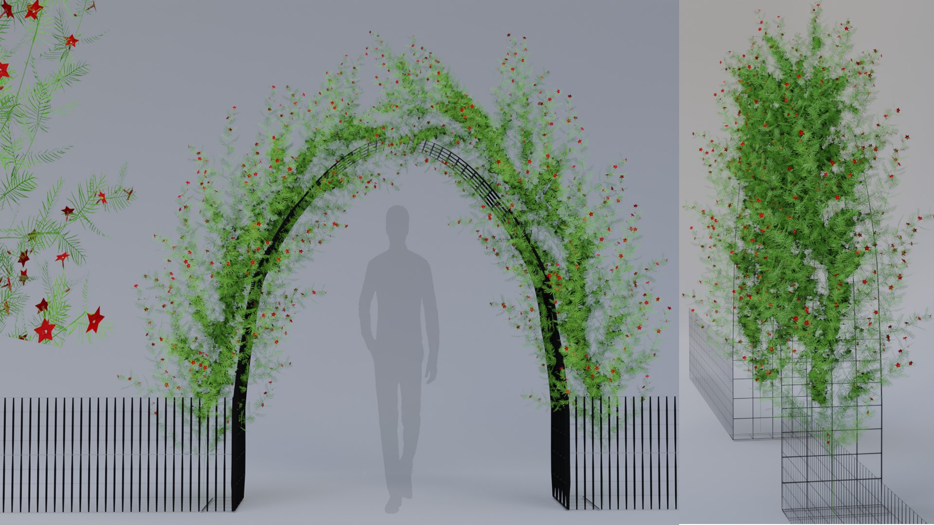 3D 3d Gate With Flower 02 Model - TurboSquid 2081982
