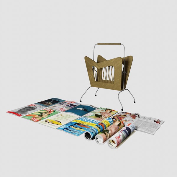 1950 Magazine Rack and vintage magazines Low-poly 3D model 3D ...