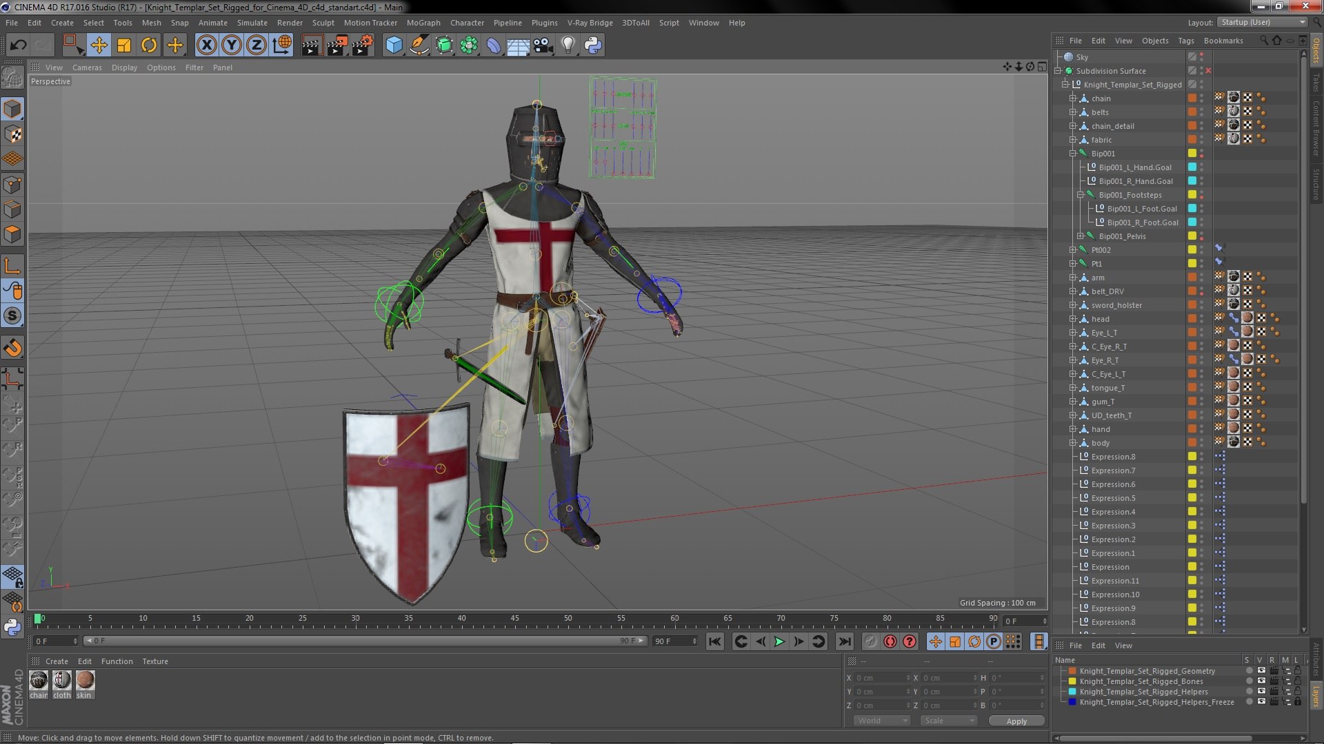 3D Knight Templar Set Rigged for Cinema 4D - TurboSquid 2111074