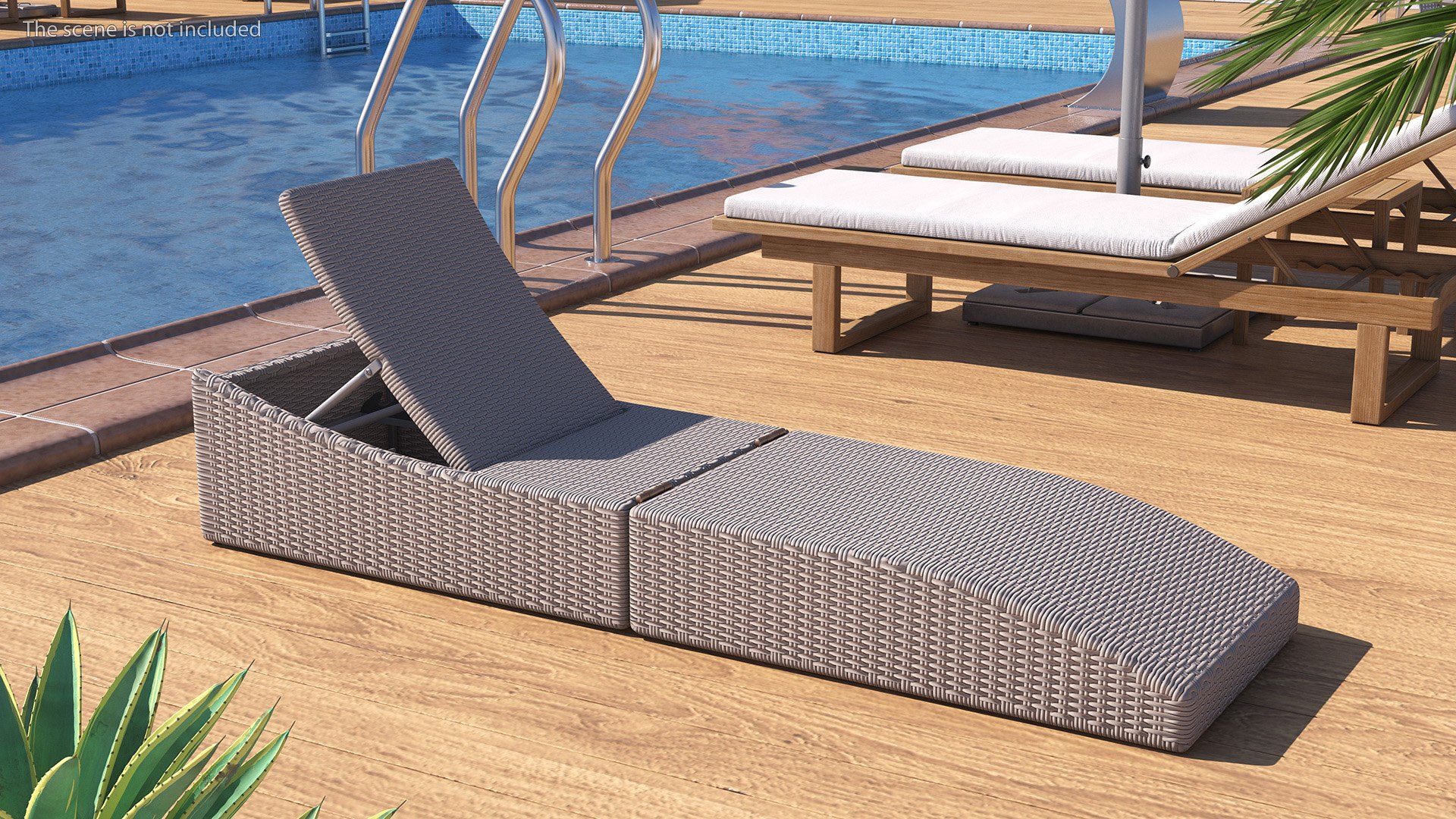 Folding Pool Lounge Chair Grey Beige Rigged for Cinema 4D model ...