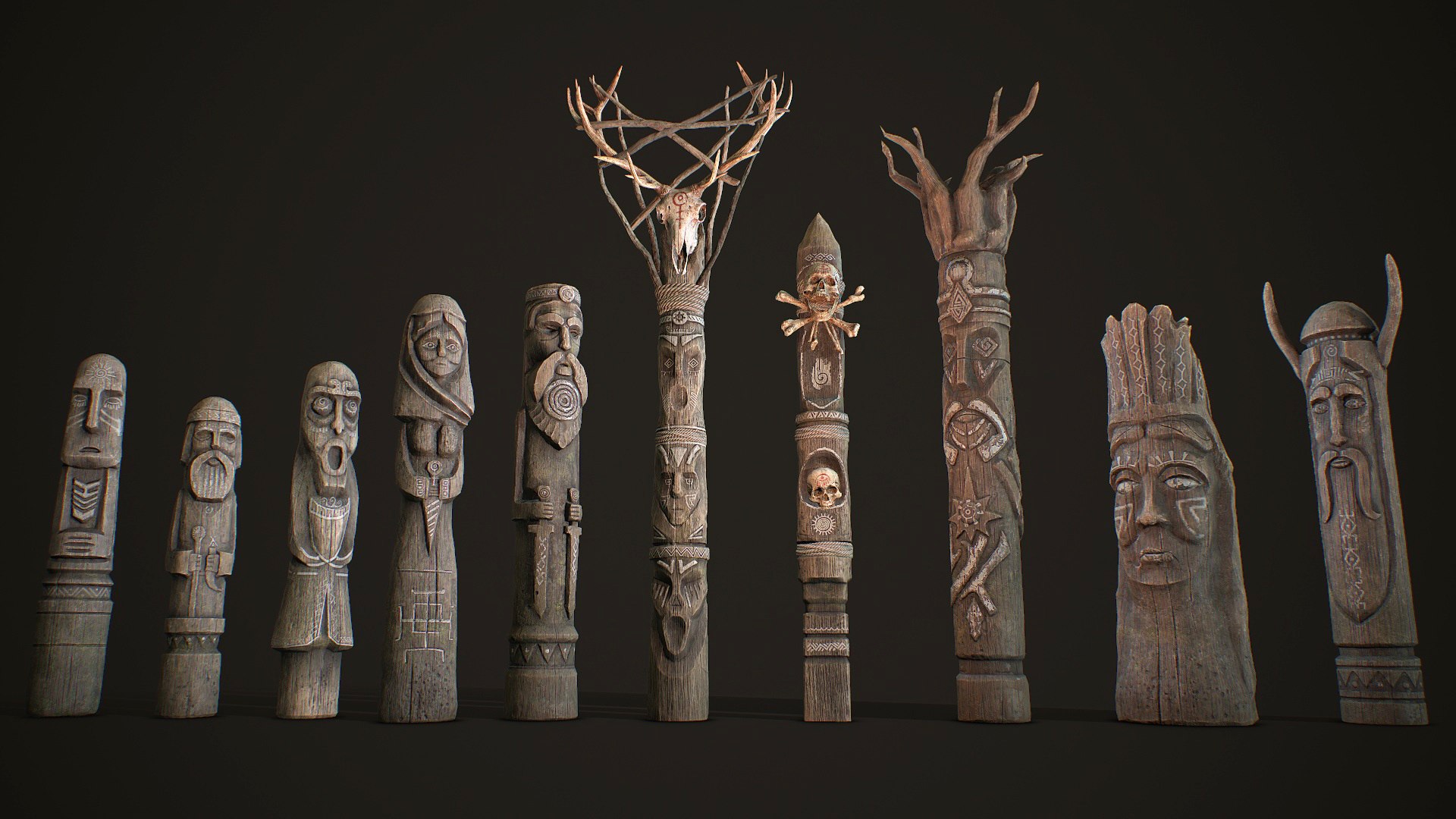 3D Wood Totems Pagan Deities - TurboSquid 2135497