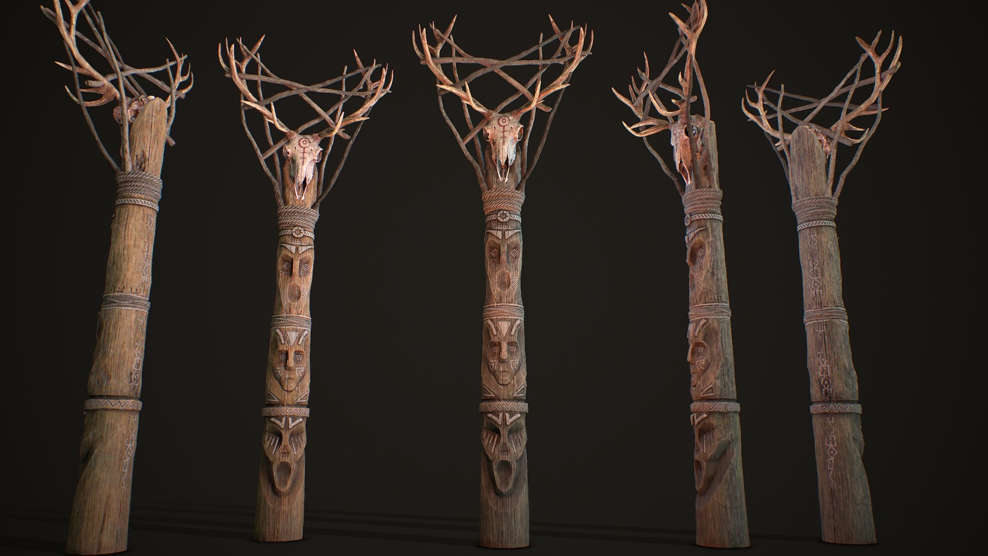 3D Wood Totems Pagan Deities - TurboSquid 2135497