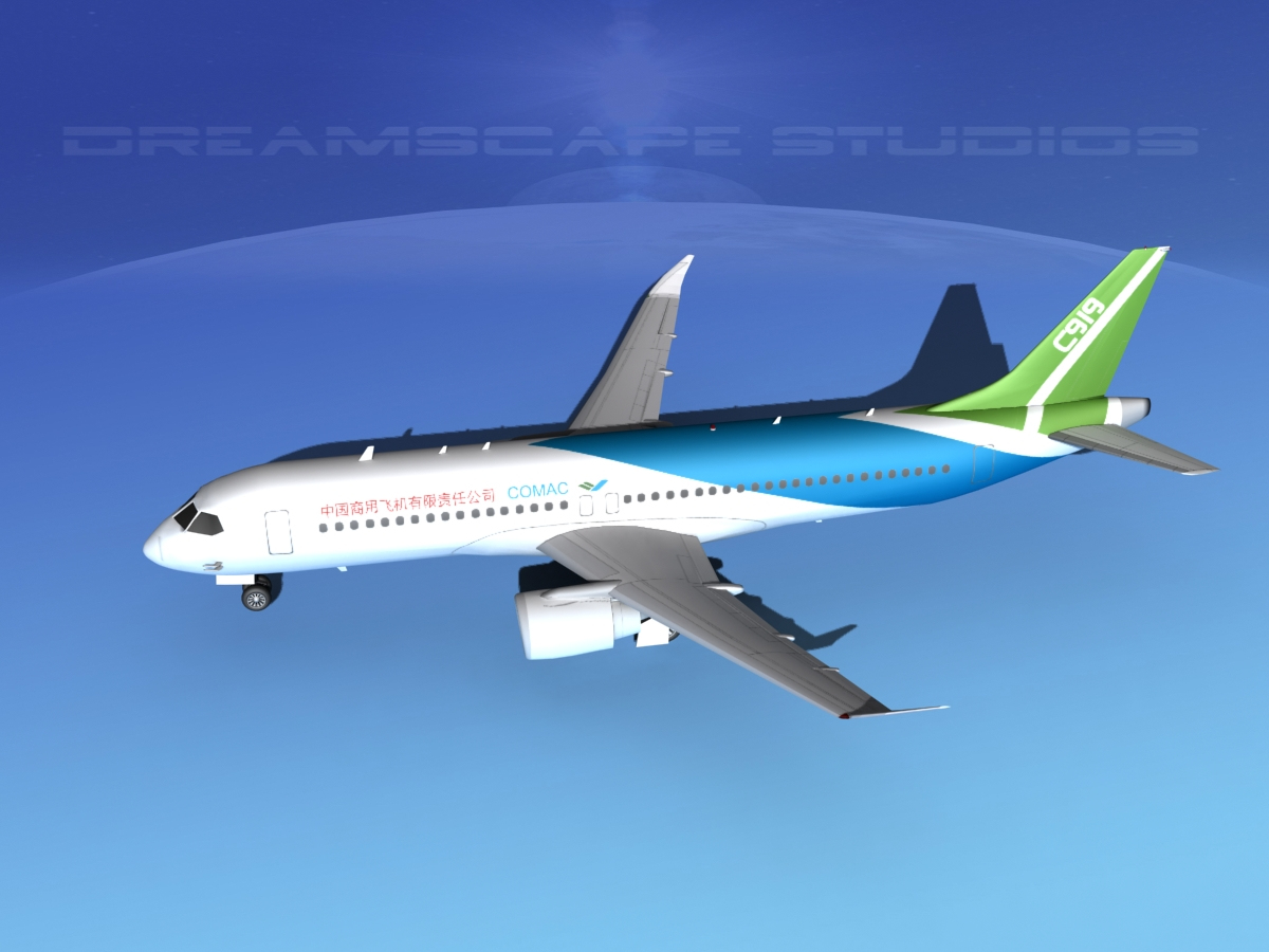 3d comac c919 airliners model