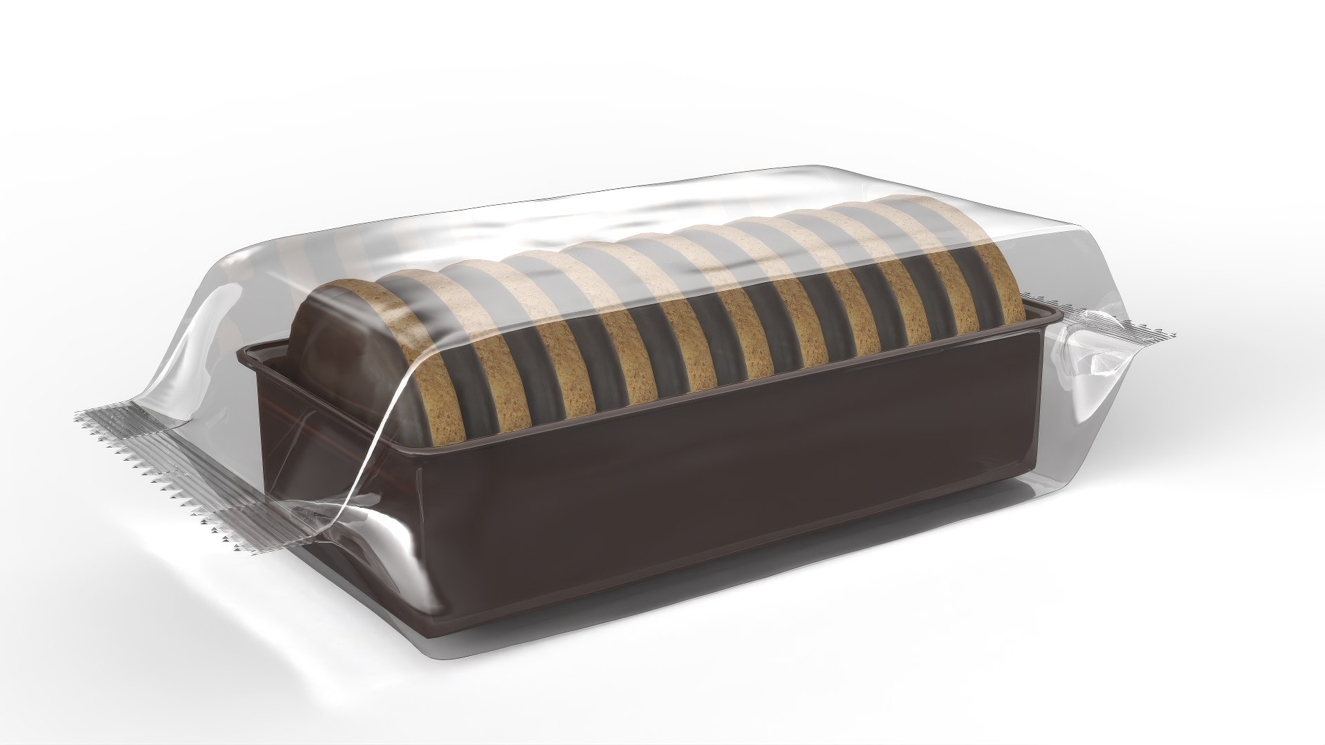 3D Model Jaffa Chocolate Biscuit Round Cake Packaging In Transparent ...