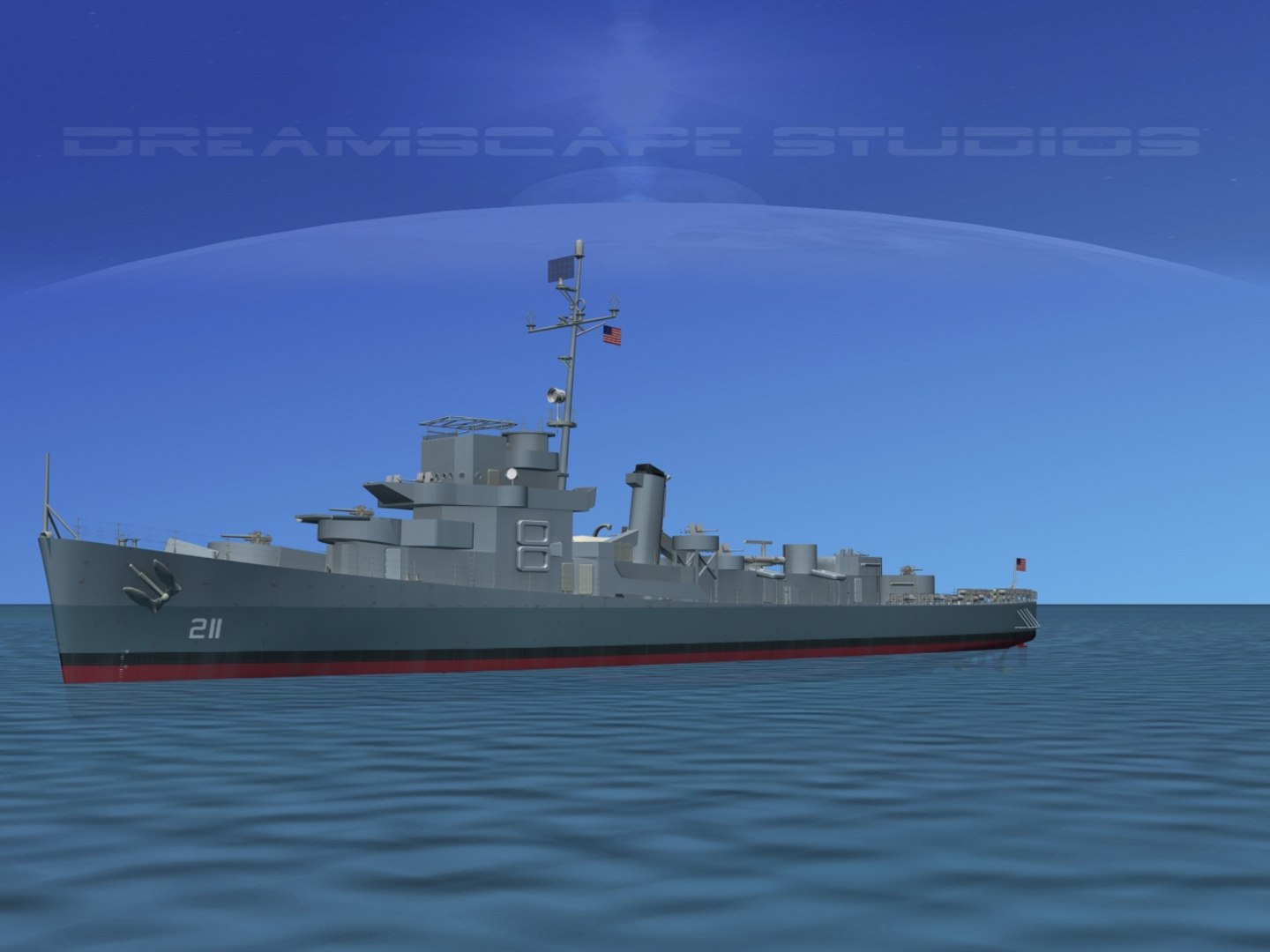 3d Model Guns Buckley Class Destroyer
