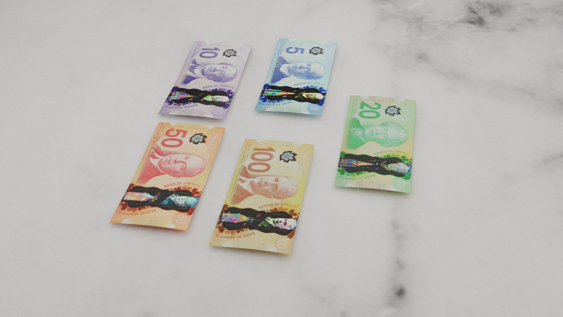 CAD Canadian Dollar Bank Notes Model - TurboSquid 2003665