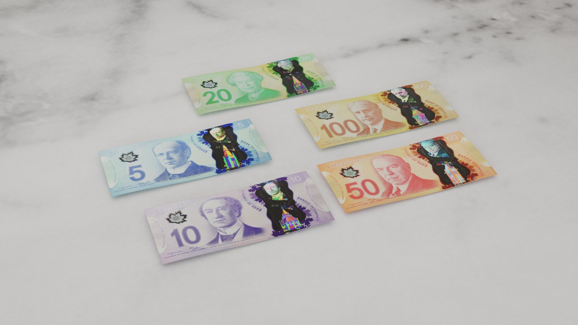 CAD Canadian Dollar Bank Notes Model - TurboSquid 2003665