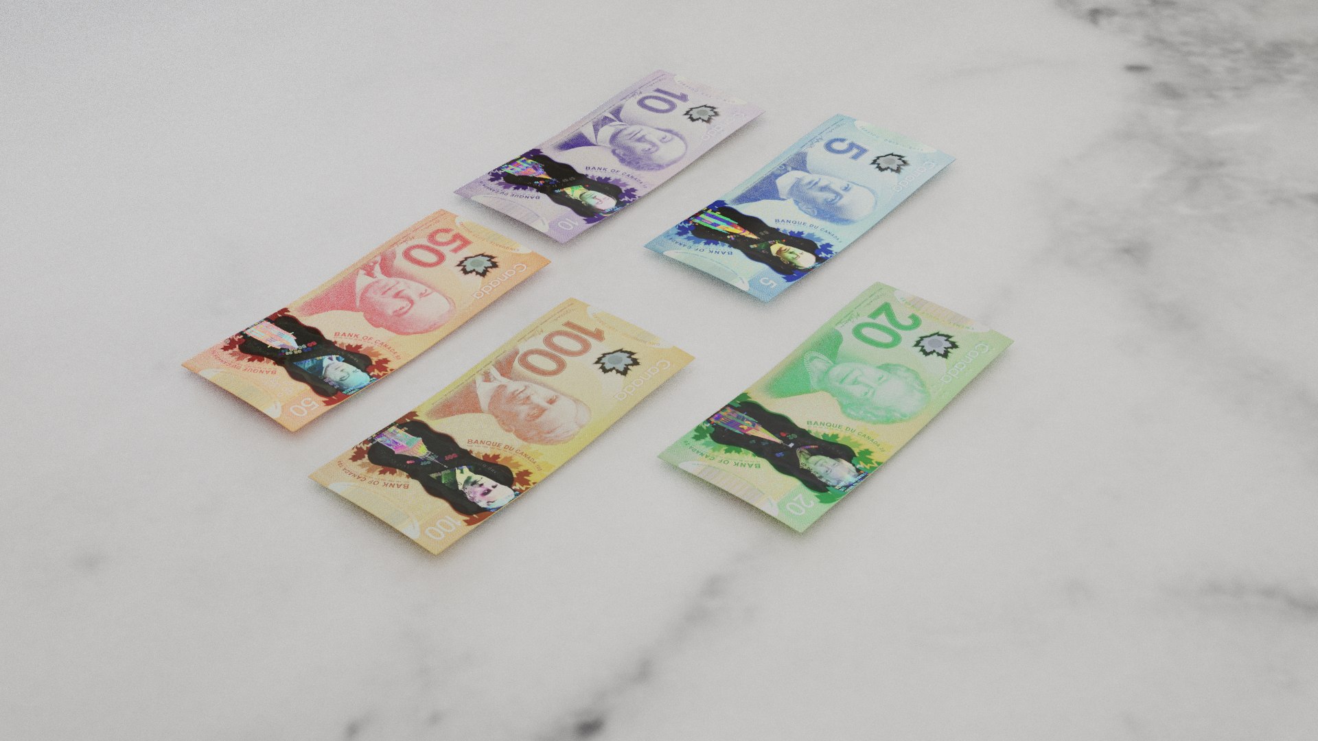 CAD Canadian Dollar Bank Notes Model - TurboSquid 2003665