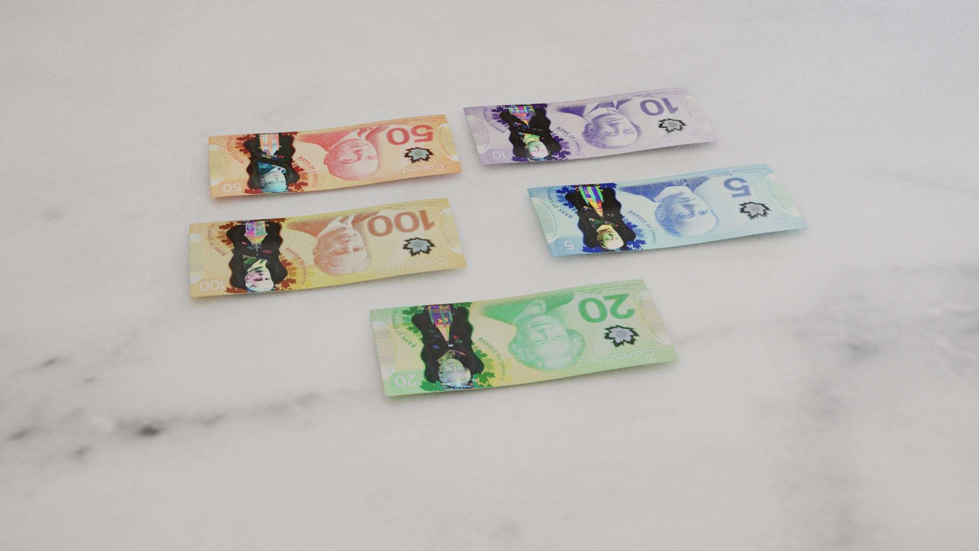 CAD Canadian Dollar Bank Notes Model - TurboSquid 2003665