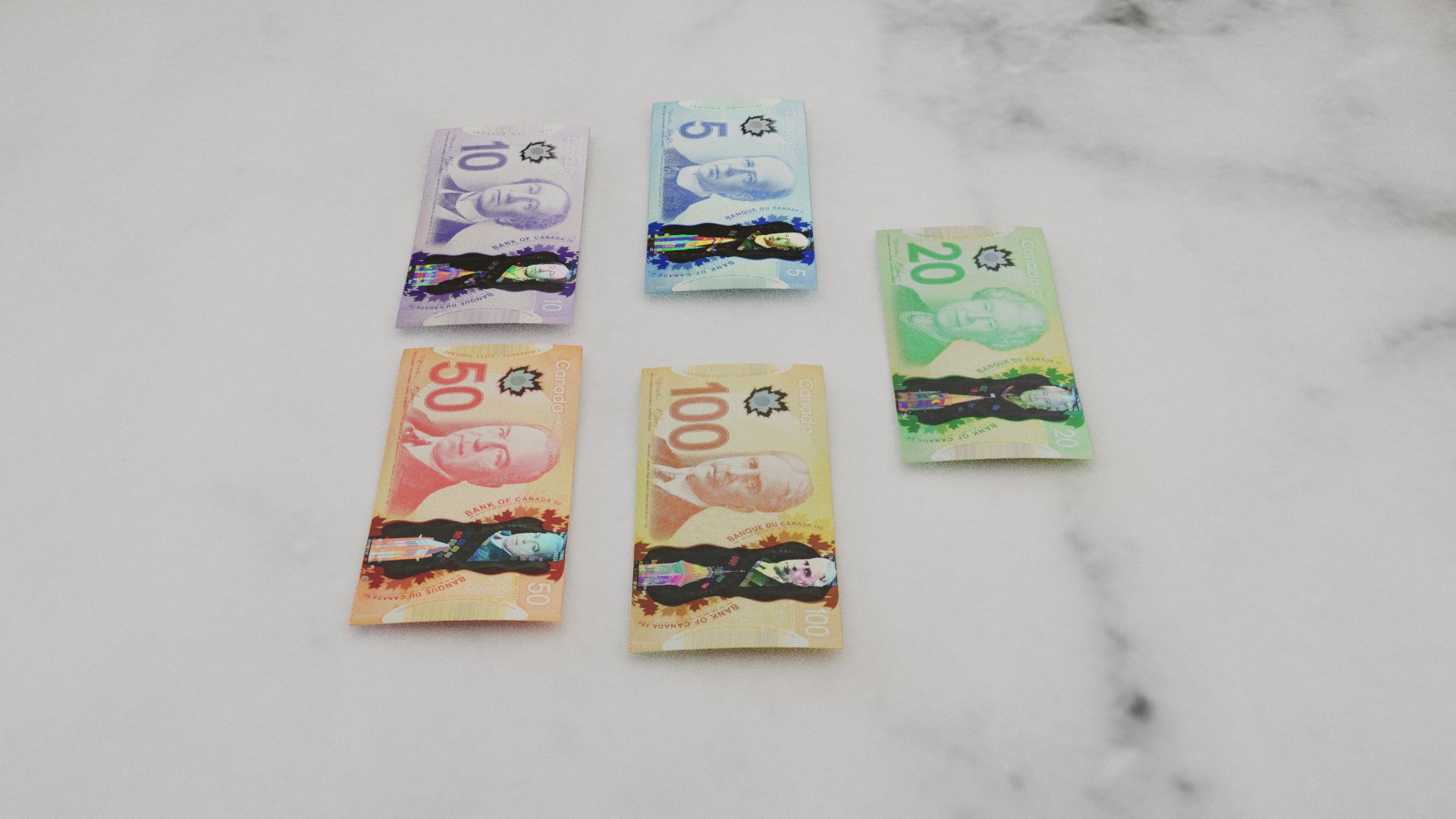 CAD Canadian Dollar Bank Notes Model - TurboSquid 2003665