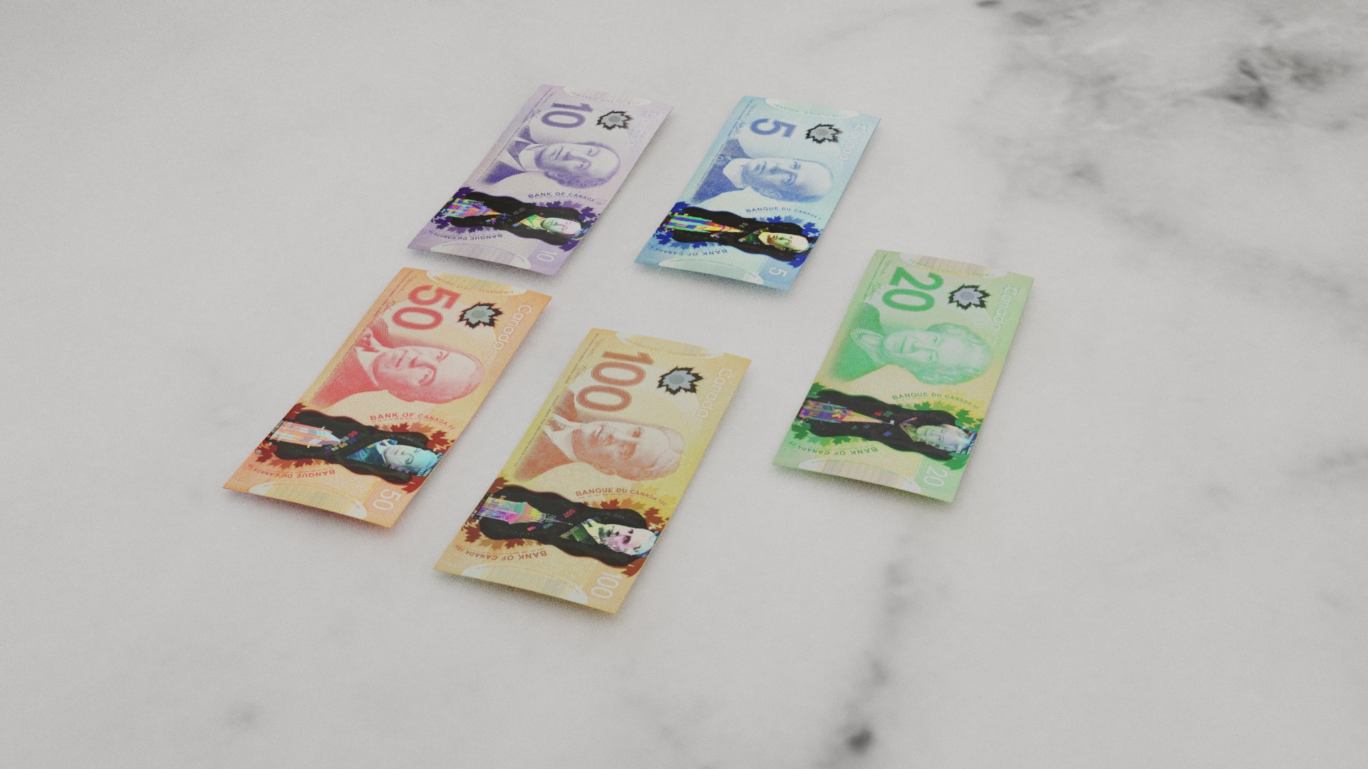 CAD Canadian Dollar Bank Notes Model - TurboSquid 2003665