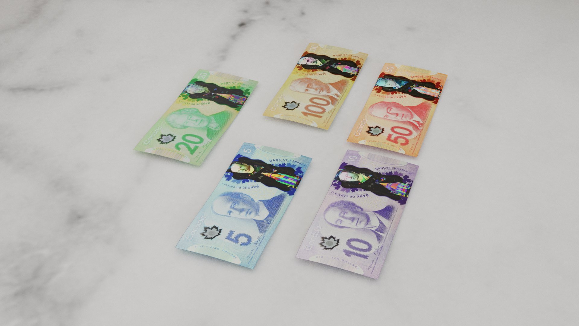 CAD Canadian Dollar Bank Notes Model - TurboSquid 2003665