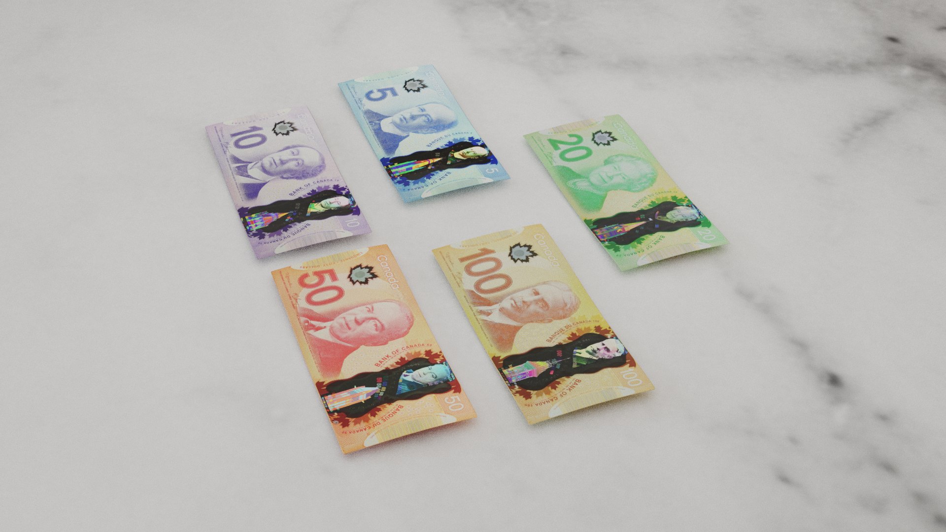CAD Canadian Dollar Bank Notes Model - TurboSquid 2003665