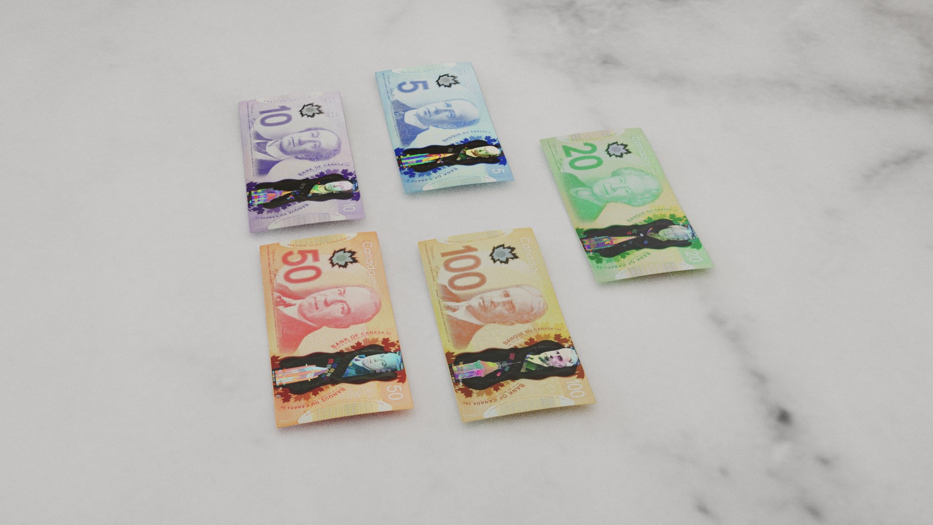 CAD Canadian Dollar Bank Notes Model - TurboSquid 2003665