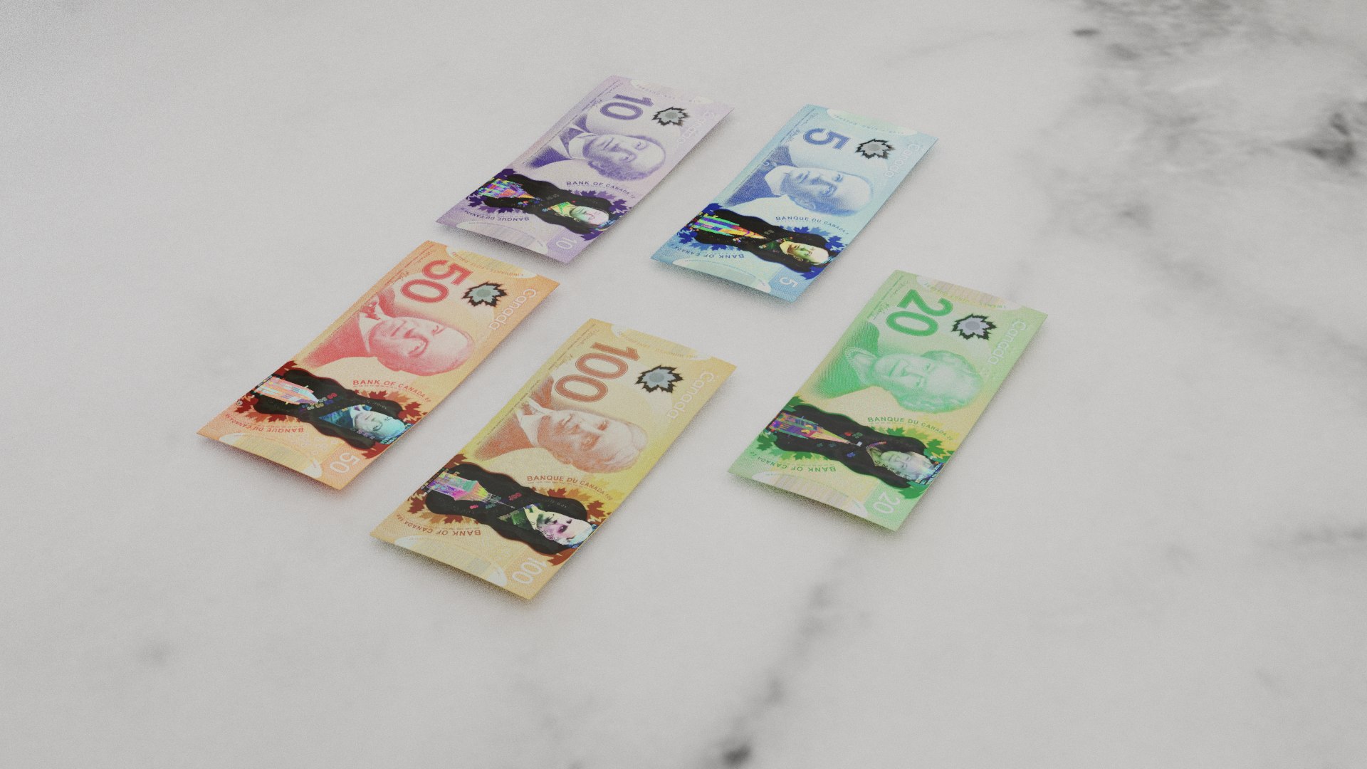 CAD Canadian Dollar Bank Notes Model - TurboSquid 2003665