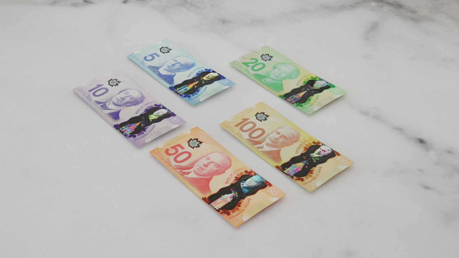 CAD Canadian Dollar Bank Notes Model - TurboSquid 2003665