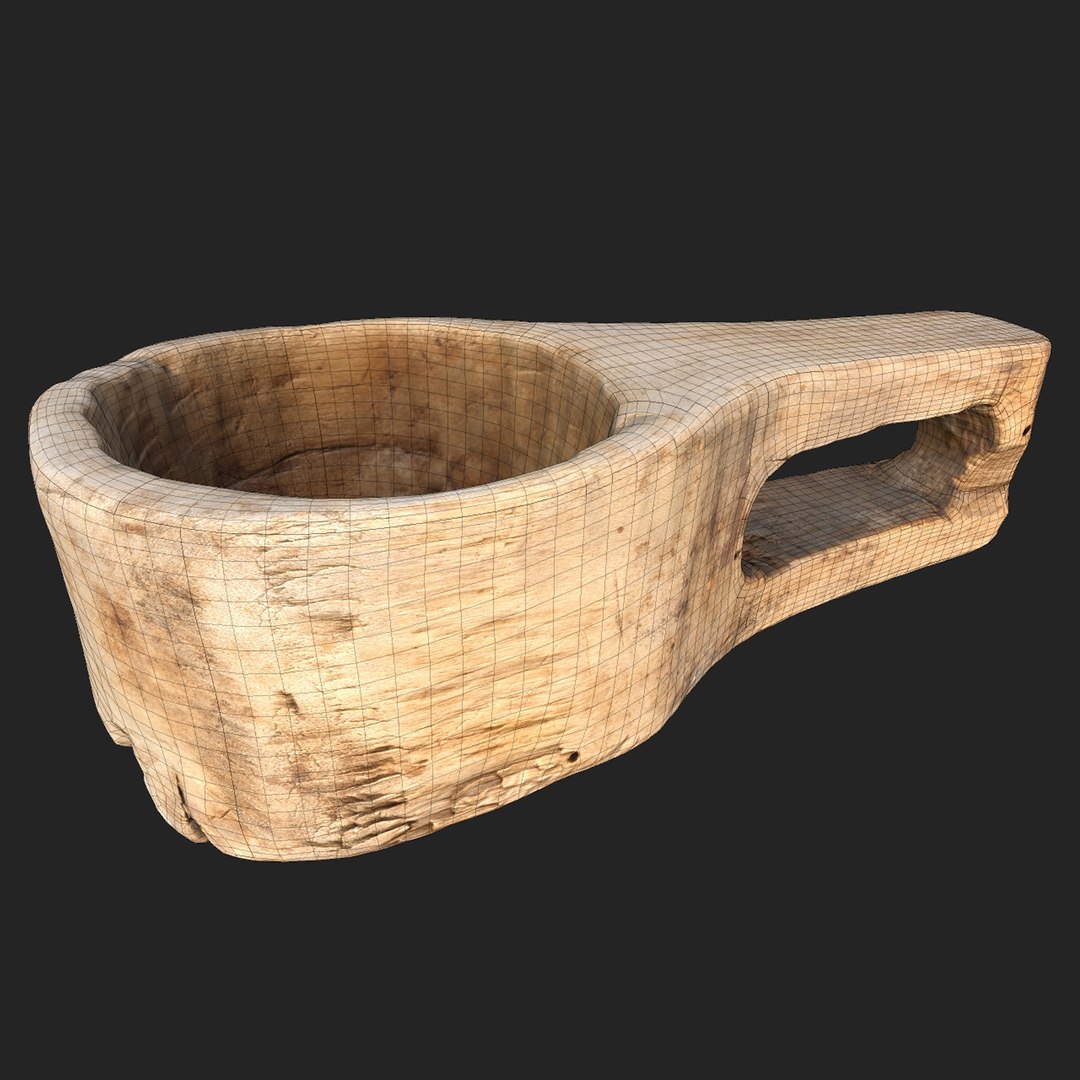 3D Old wooden ladle - TurboSquid 2053740