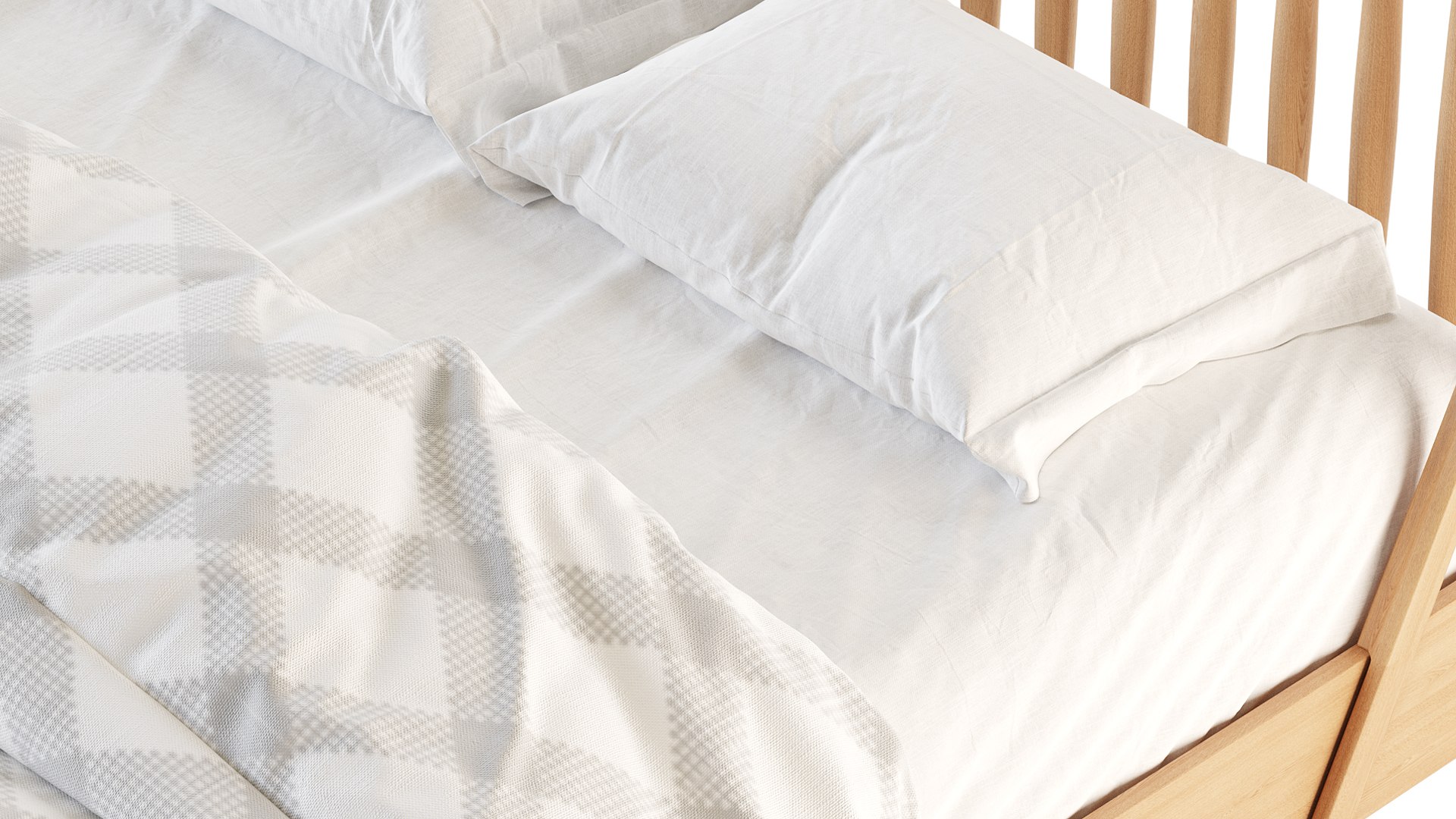 3D Bodie Oak Wood Spindle Kids Queen Bed - TurboSquid 2182238