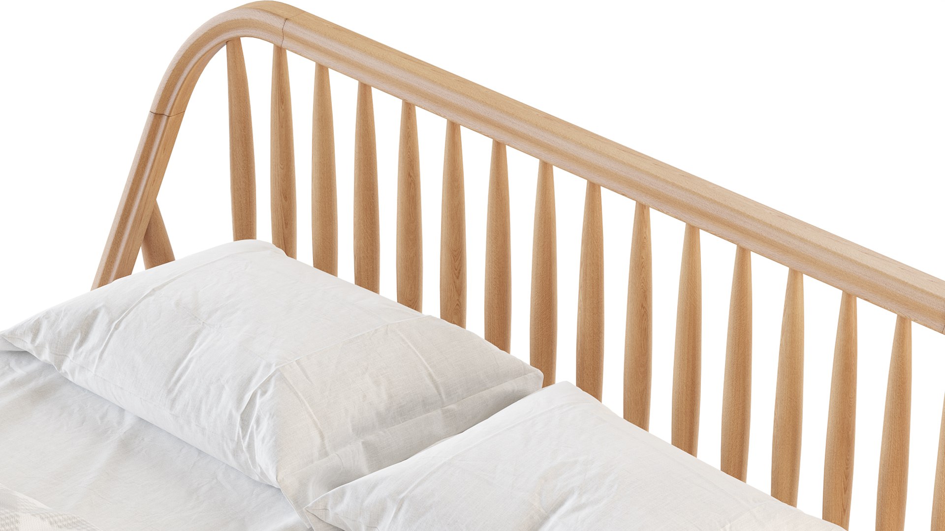 3D Bodie Oak Wood Spindle Kids Queen Bed - TurboSquid 2182238