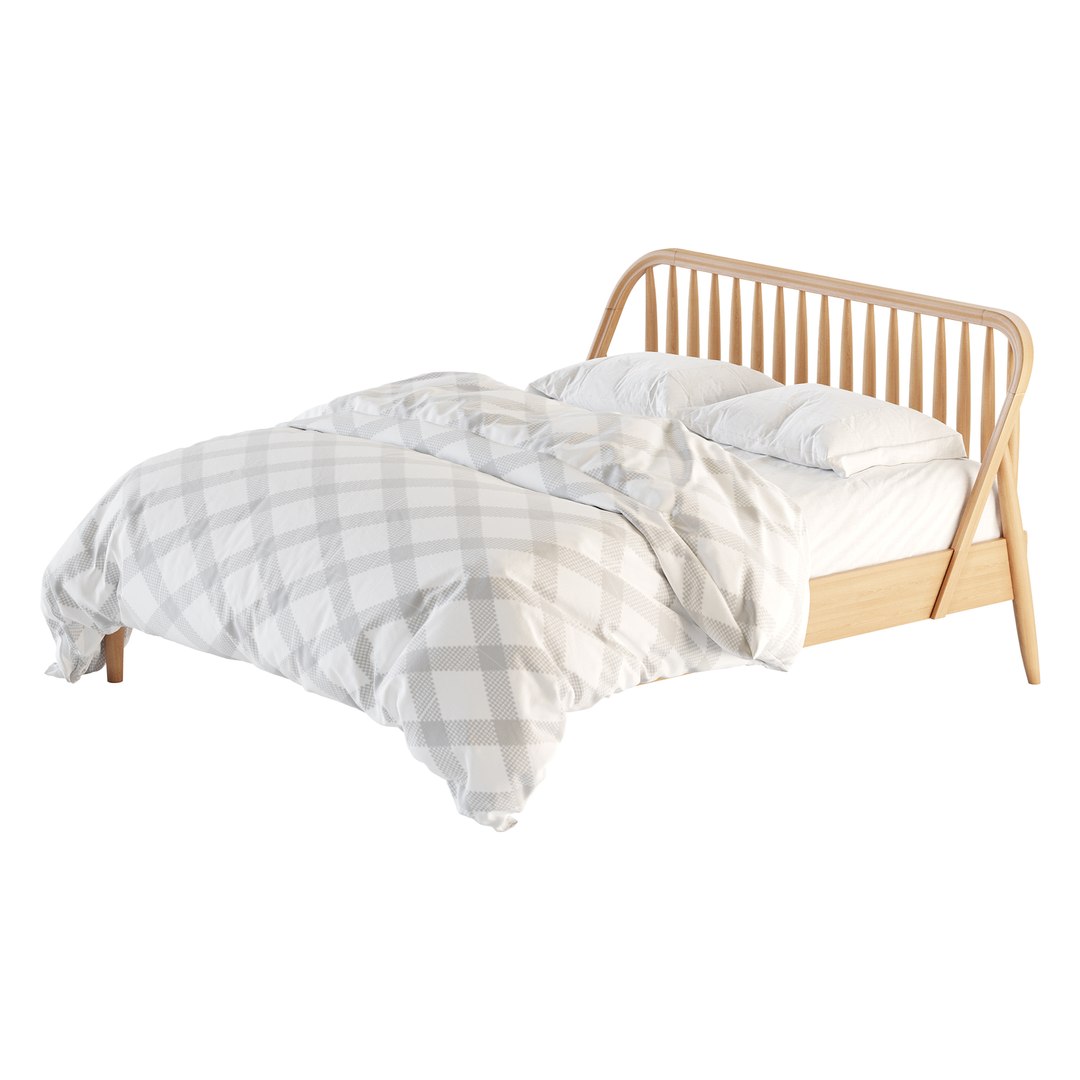 3D Bodie Oak Wood Spindle Kids Queen Bed - TurboSquid 2182238