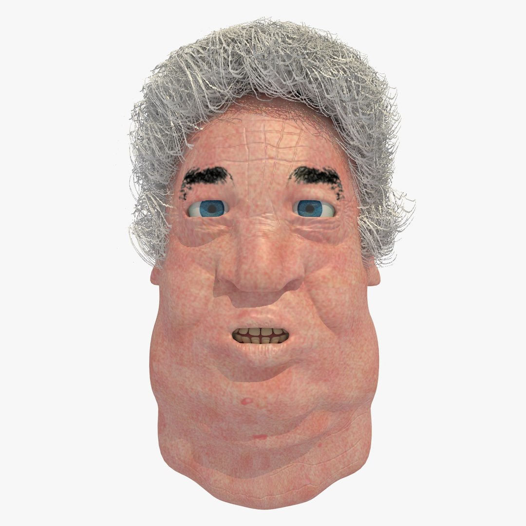 realistically old male head 3d model