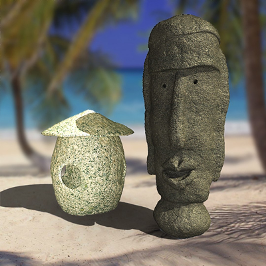 3d stone lamp idol model