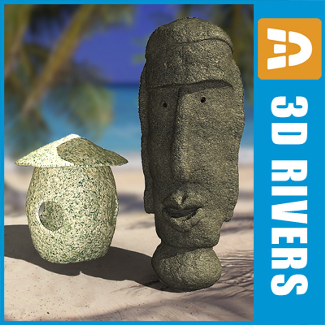 3d stone lamp idol model