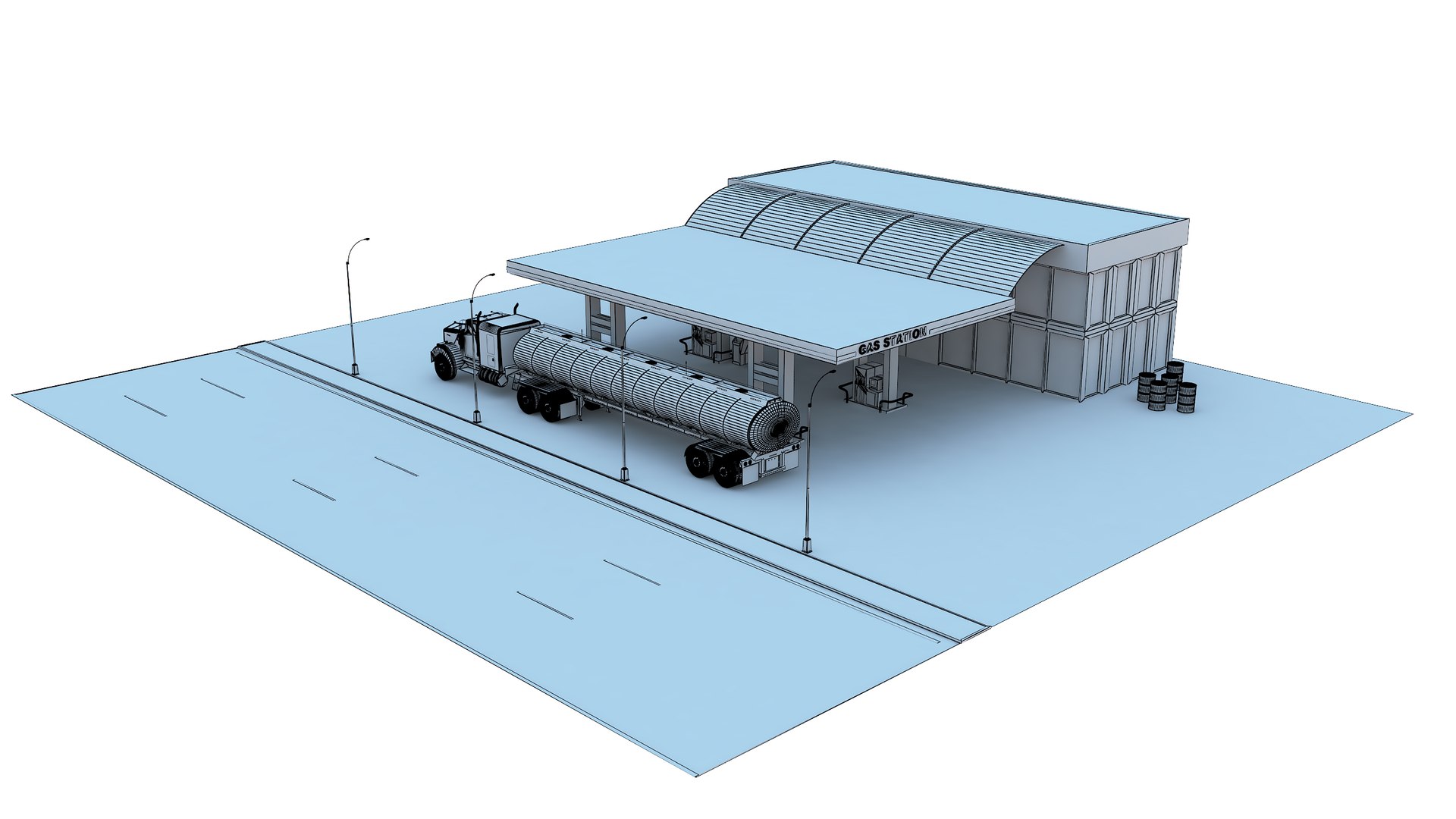 3D Gas Station - TurboSquid 1617979