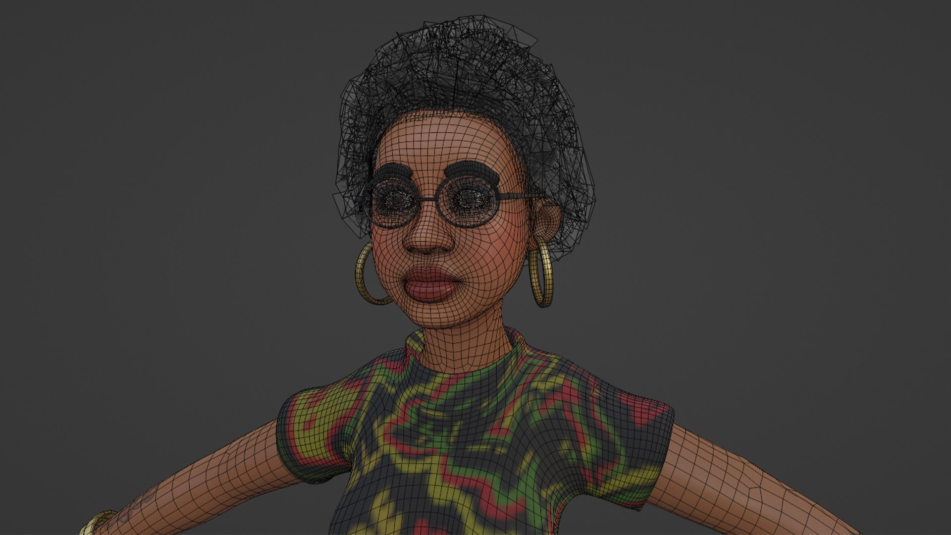 Cartoon 3D Rigged African Cute Afro Hair Girl Character 3D Model 3D ...
