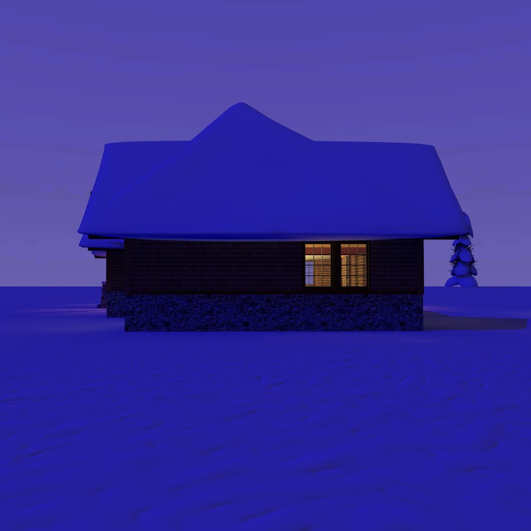 Wooden Craftsman House Night 3d Model