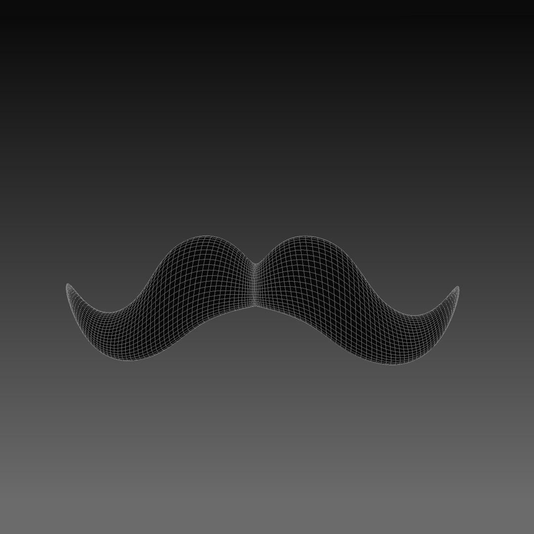 3d handlebar style mustache cartoon model