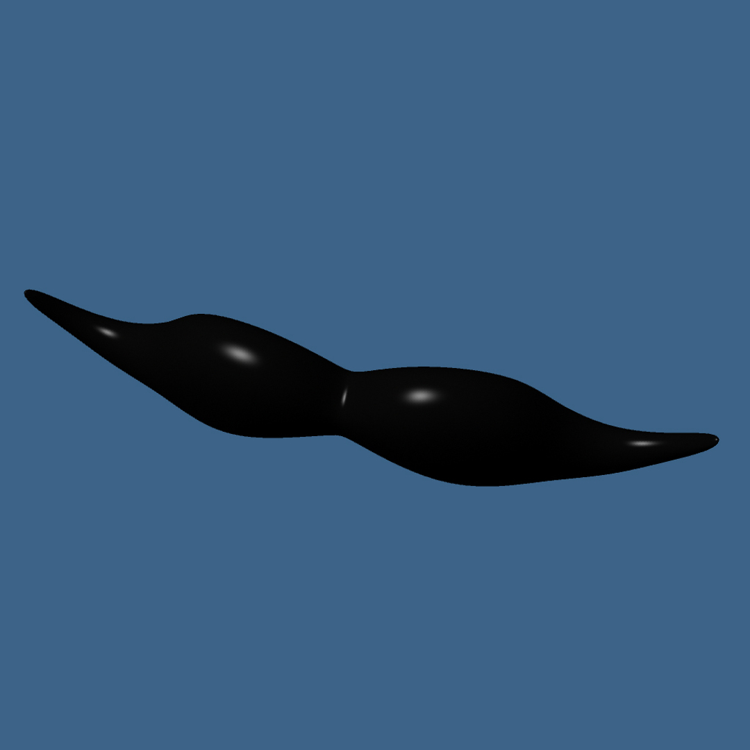 3d handlebar style mustache cartoon model