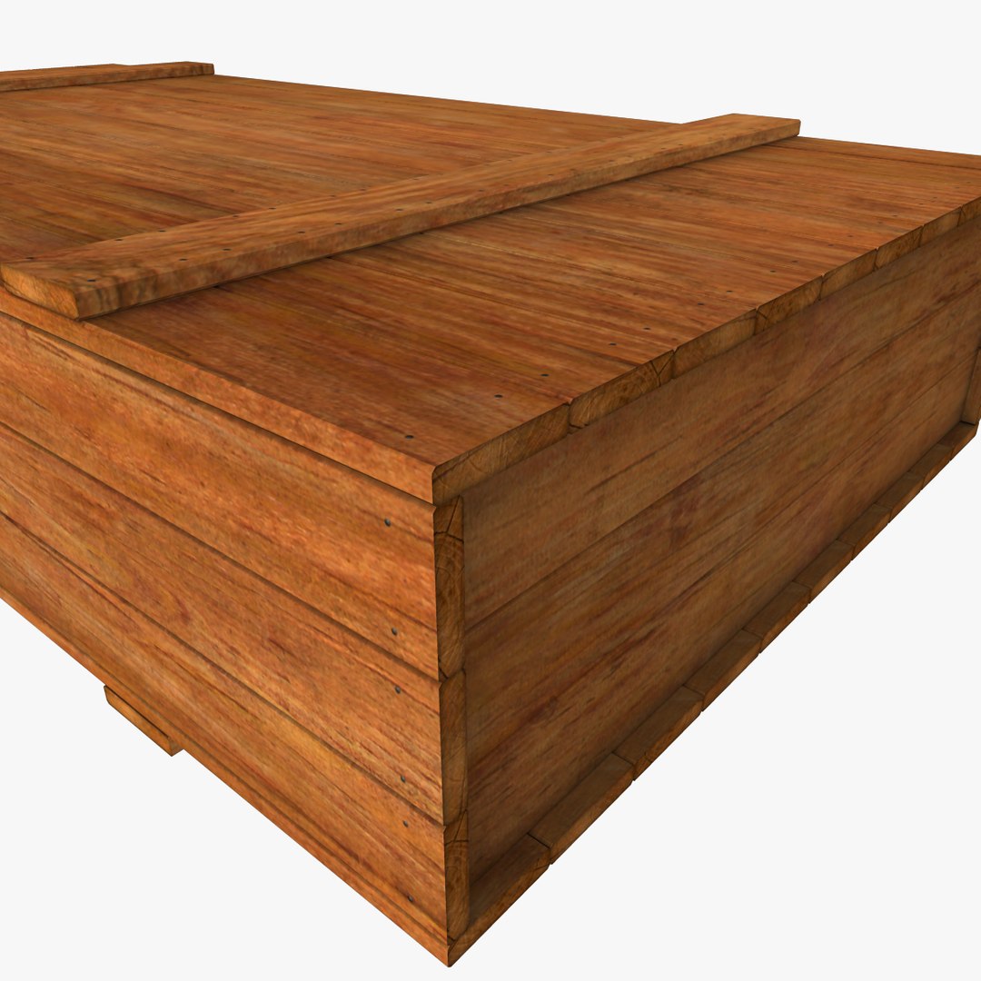 Long Flat Wooden Crate 3d Model