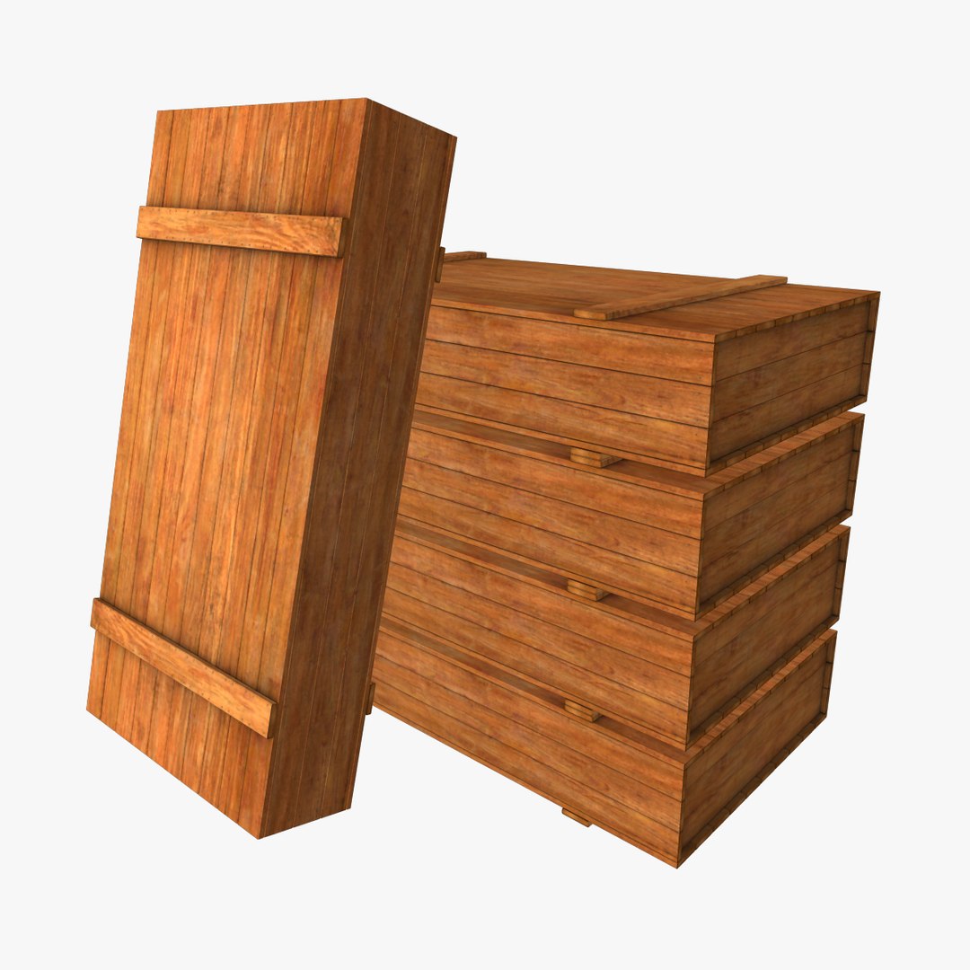 Long Flat Wooden Crate 3d Model