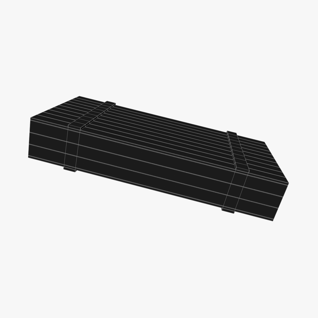 Long Flat Wooden Crate 3d Model