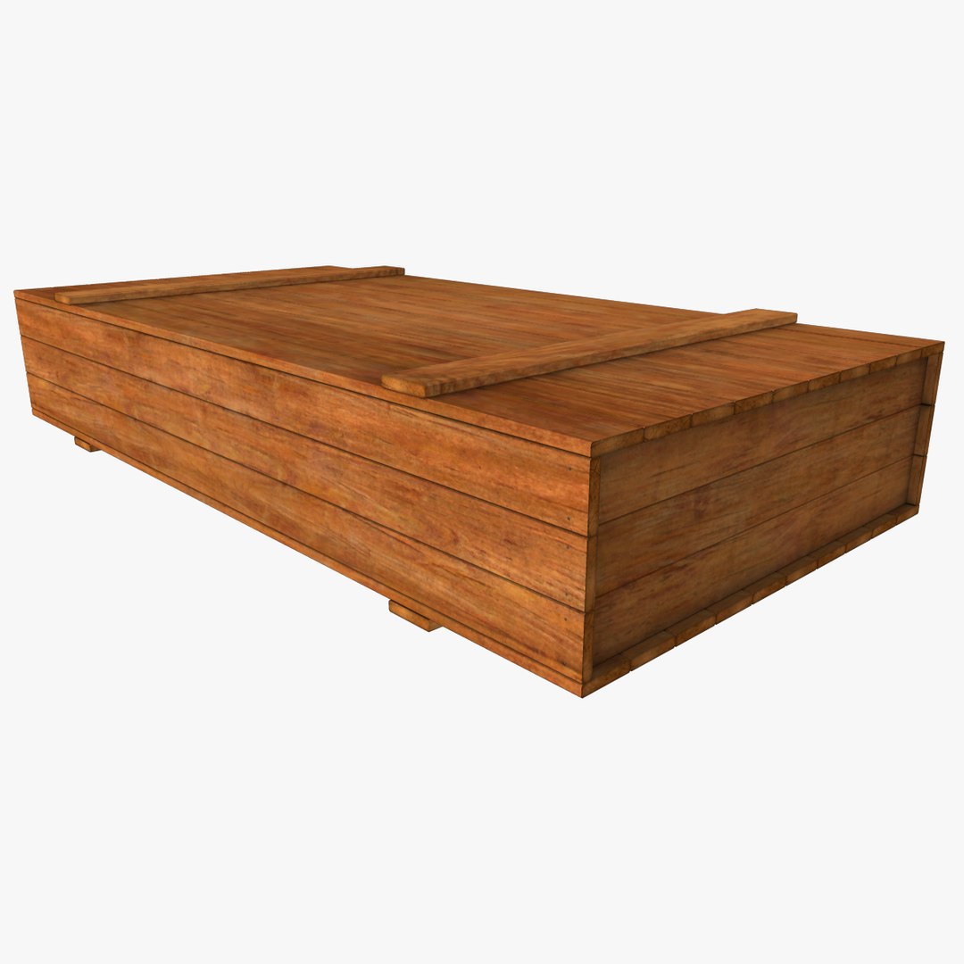Long Flat Wooden Crate 3d Model