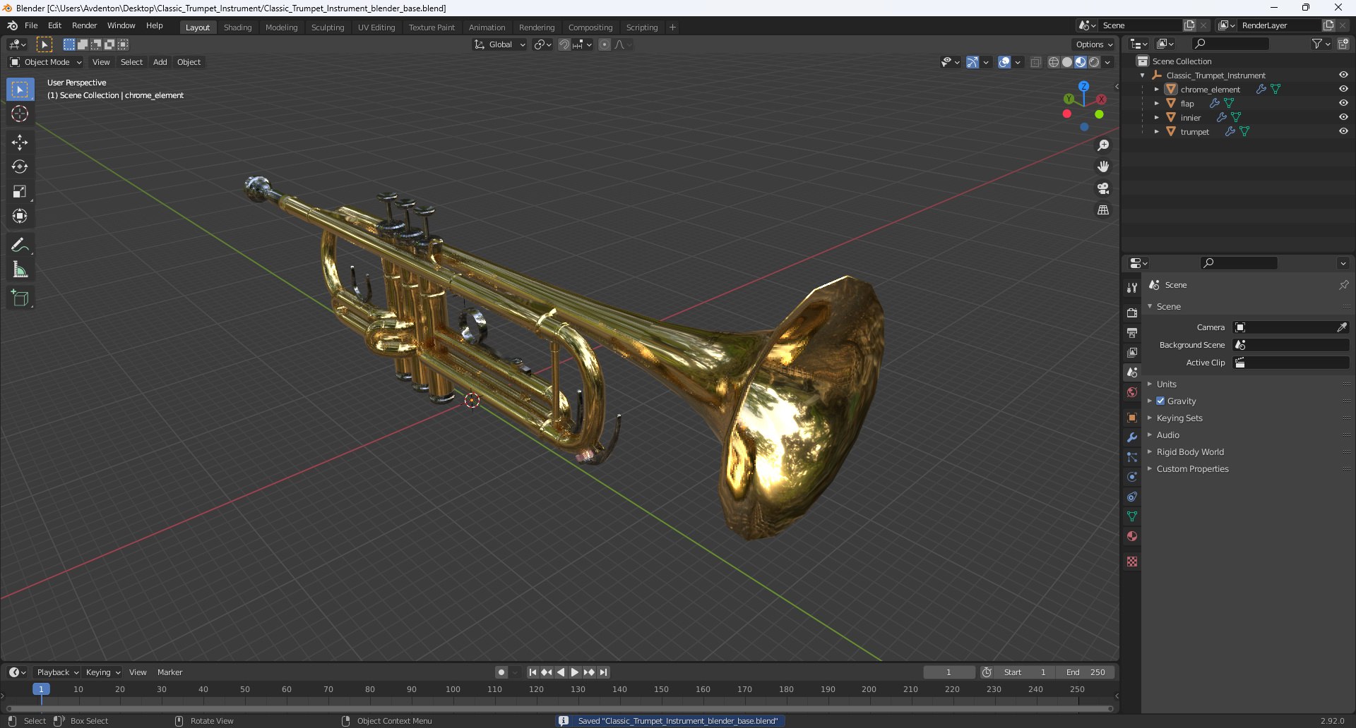 Classic Trumpet Instrument 3D - TurboSquid 2279313