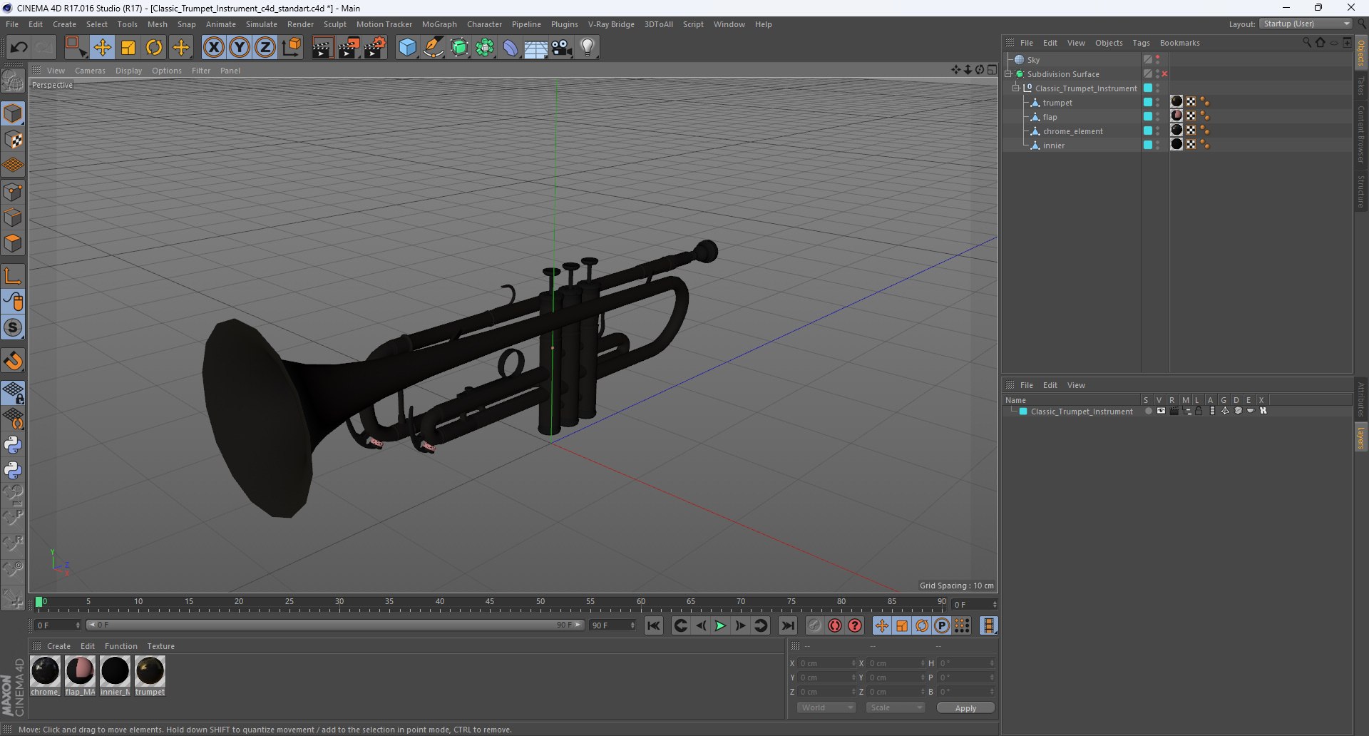 Classic Trumpet Instrument 3D - TurboSquid 2279313