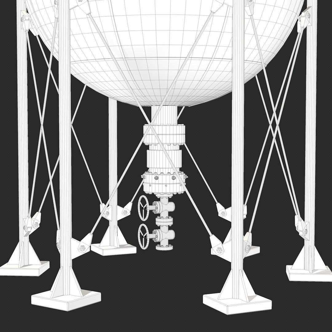 Storage Spherical Tank 3d Model
