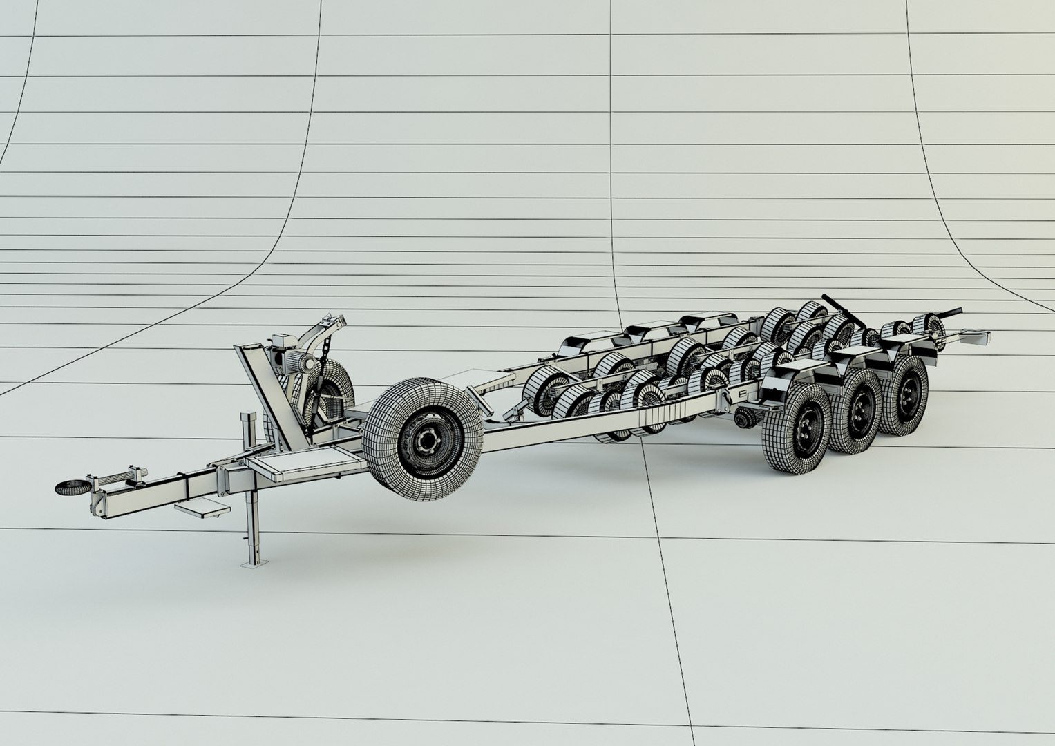 3D tri axle boat trailer model - TurboSquid 2069870