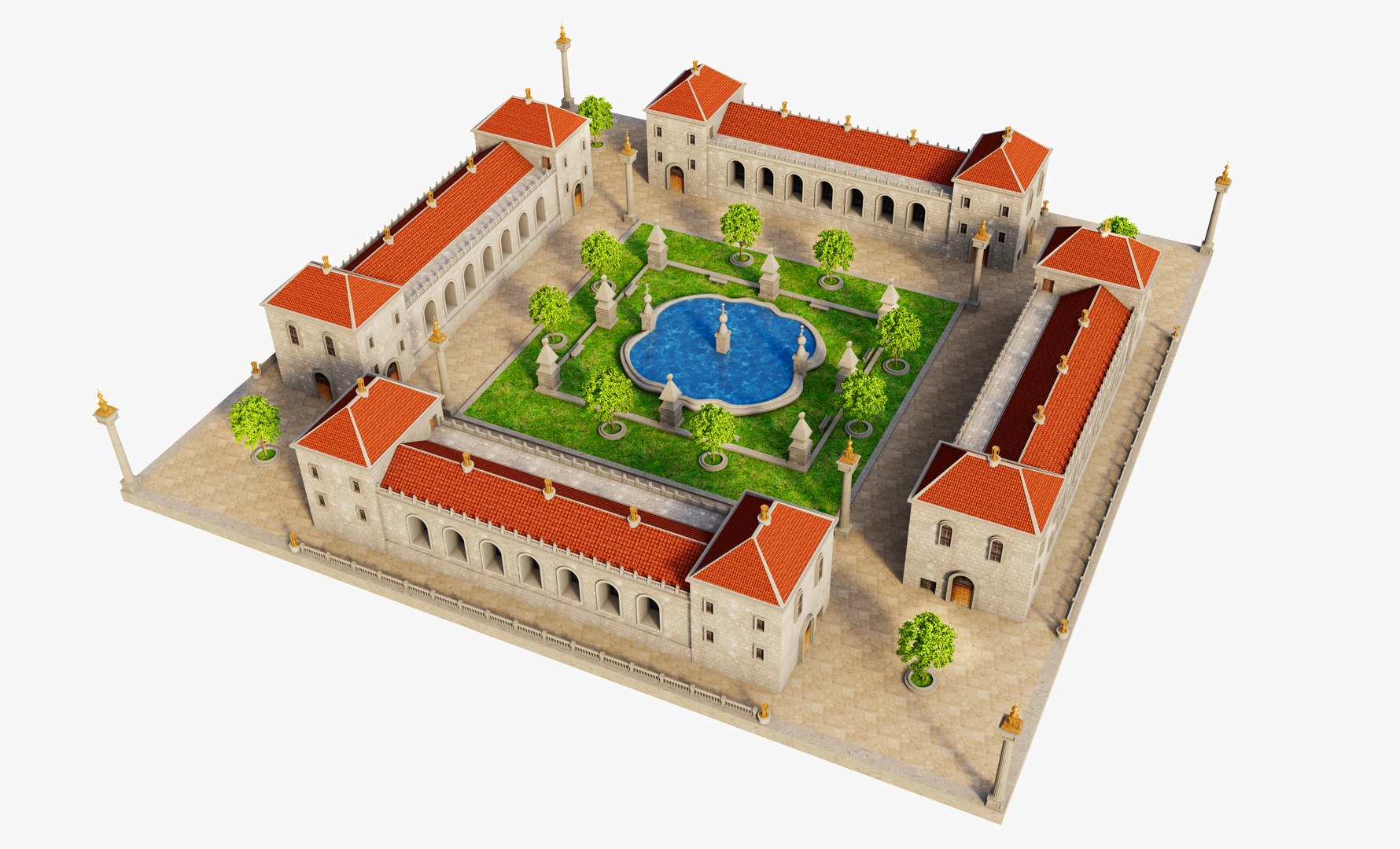 3D Model Ancient Roman Villa - TurboSquid 2519410