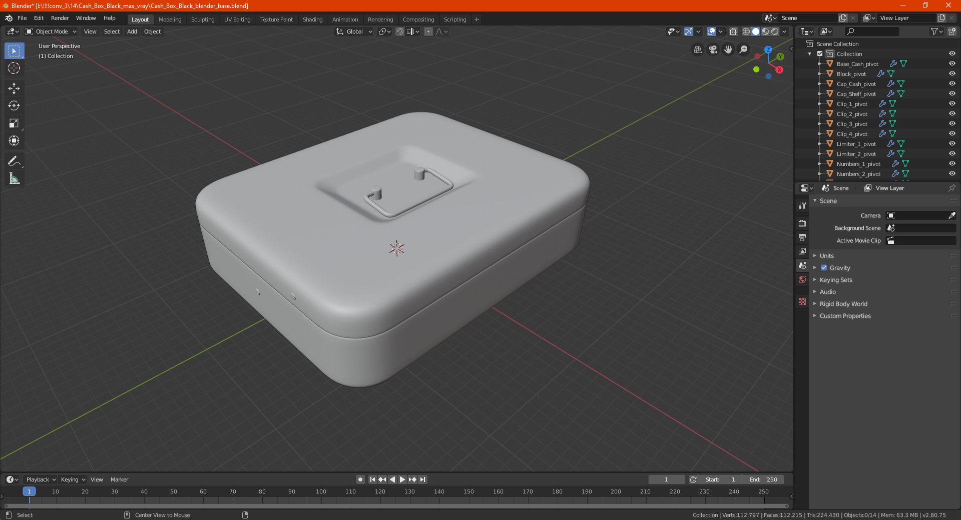 3D Model Cash Box Gray - TurboSquid 1863149