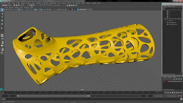 3D model 3D-Printed Orthopedic Cast Hand Yellow - TurboSquid 1900349