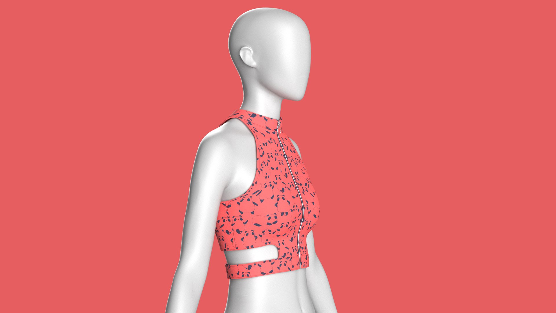 3D Girls Sleeveless Zip Top Model - TurboSquid 2456205