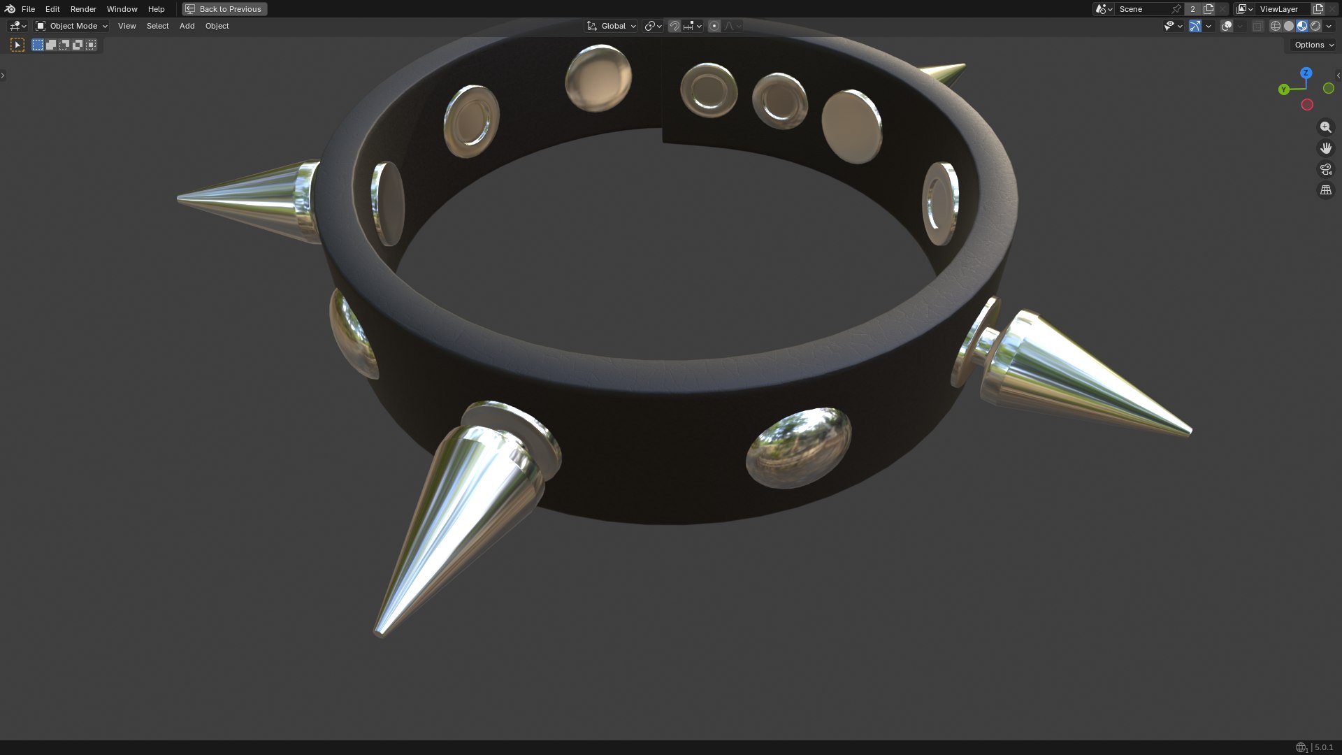 3D Model Spike Punk Bracelet PBR 5 - TurboSquid 2516887