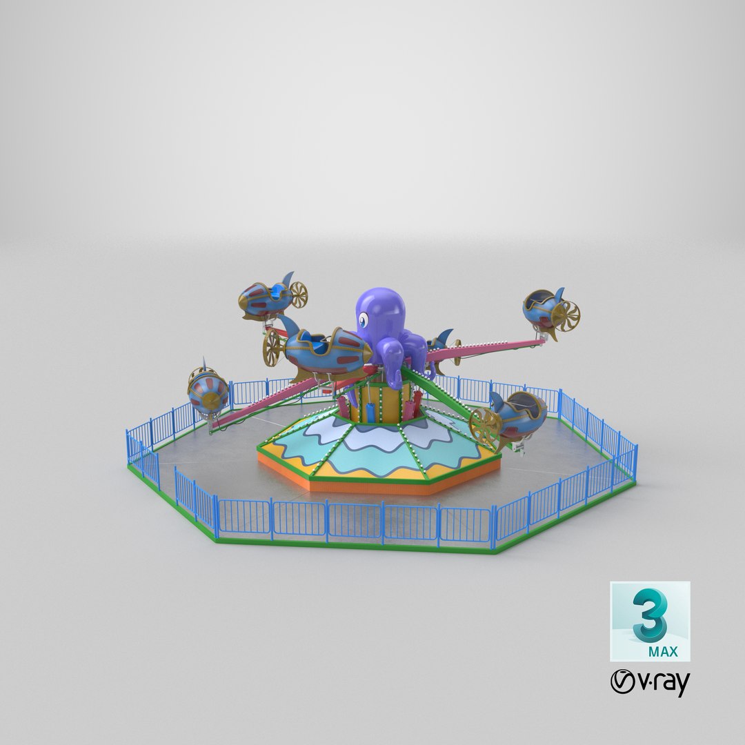 3D Octopus Amusement Park Ride Model - TurboSquid 1978751