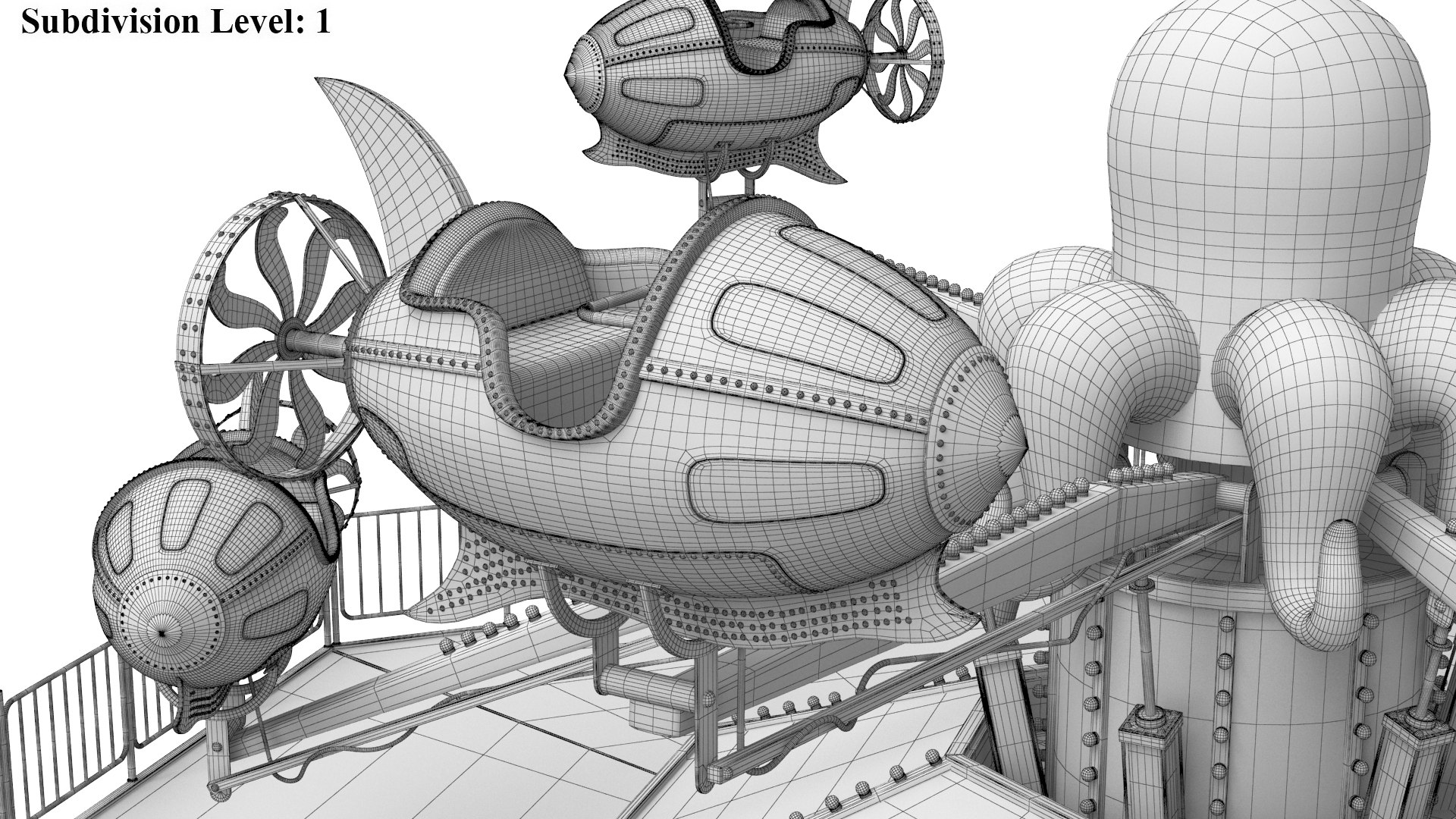3D Octopus Amusement Park Ride Model - TurboSquid 1978751