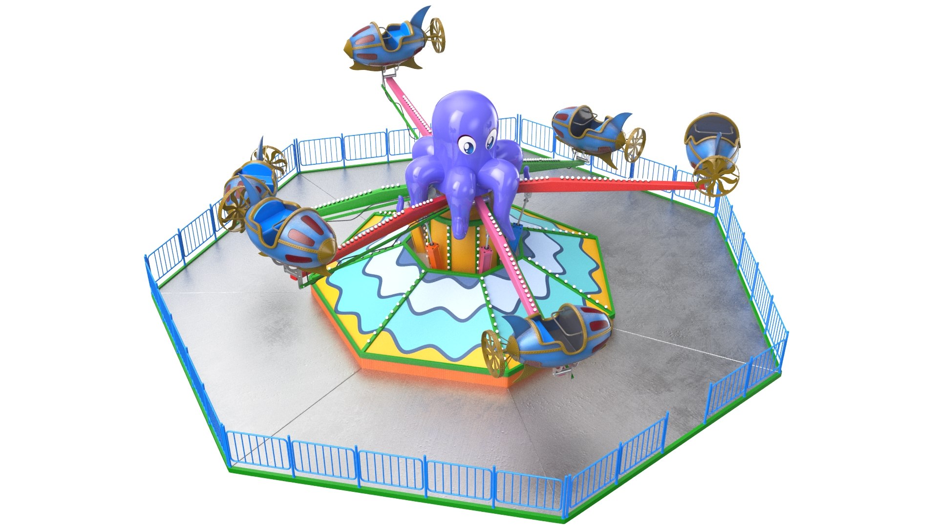 3D Octopus Amusement Park Ride Model - TurboSquid 1978751