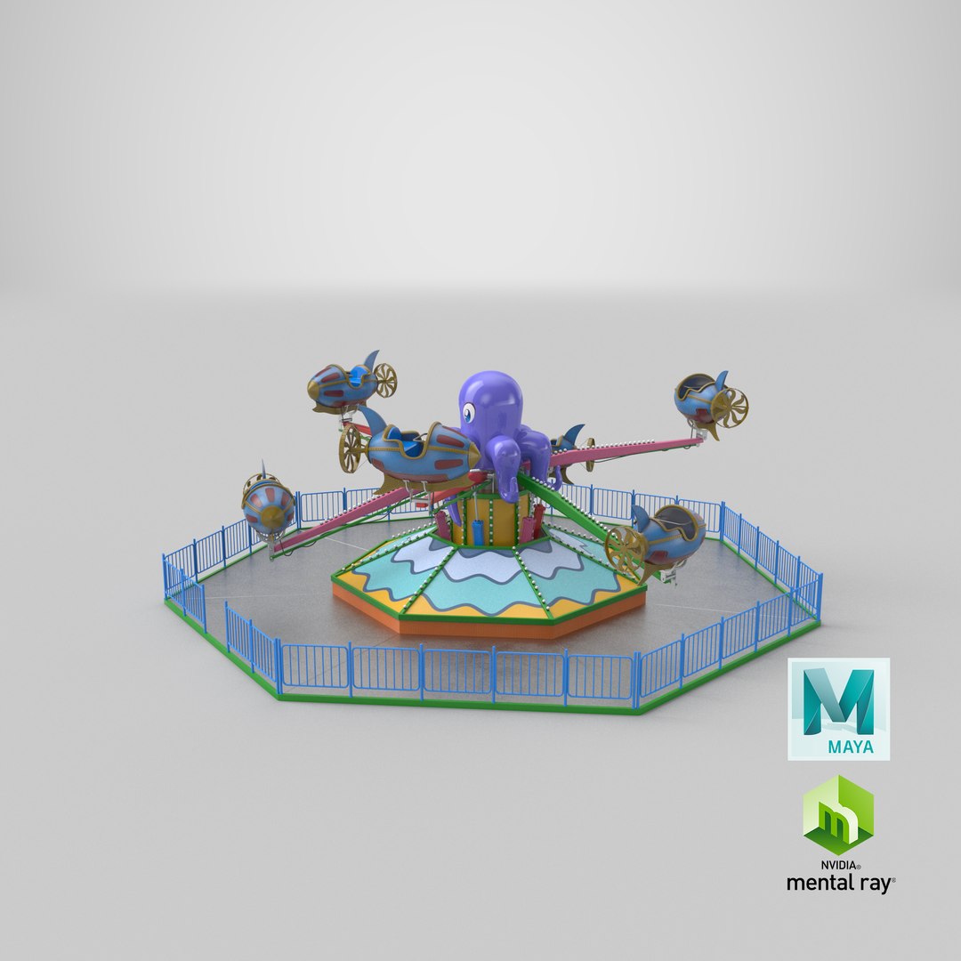 3D Octopus Amusement Park Ride Model - TurboSquid 1978751
