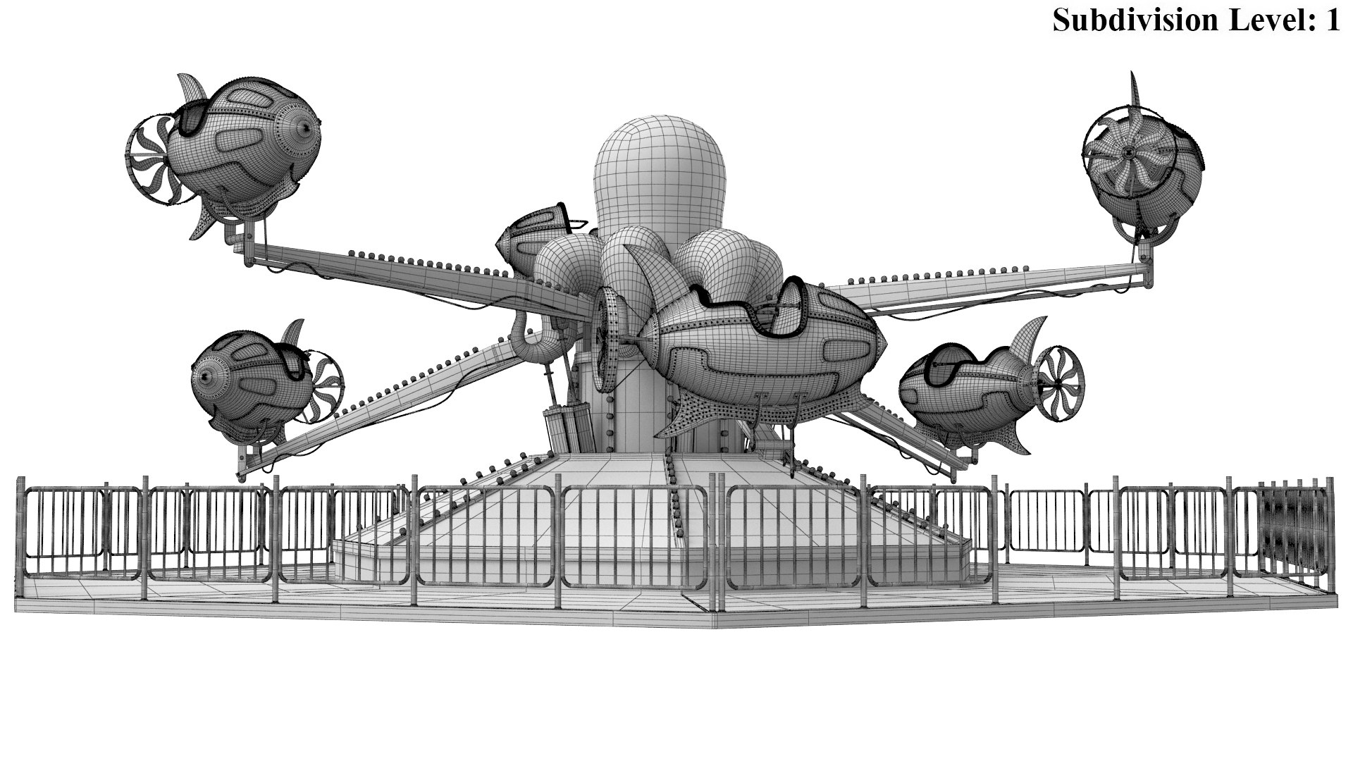 3D Octopus Amusement Park Ride Model - TurboSquid 1978751